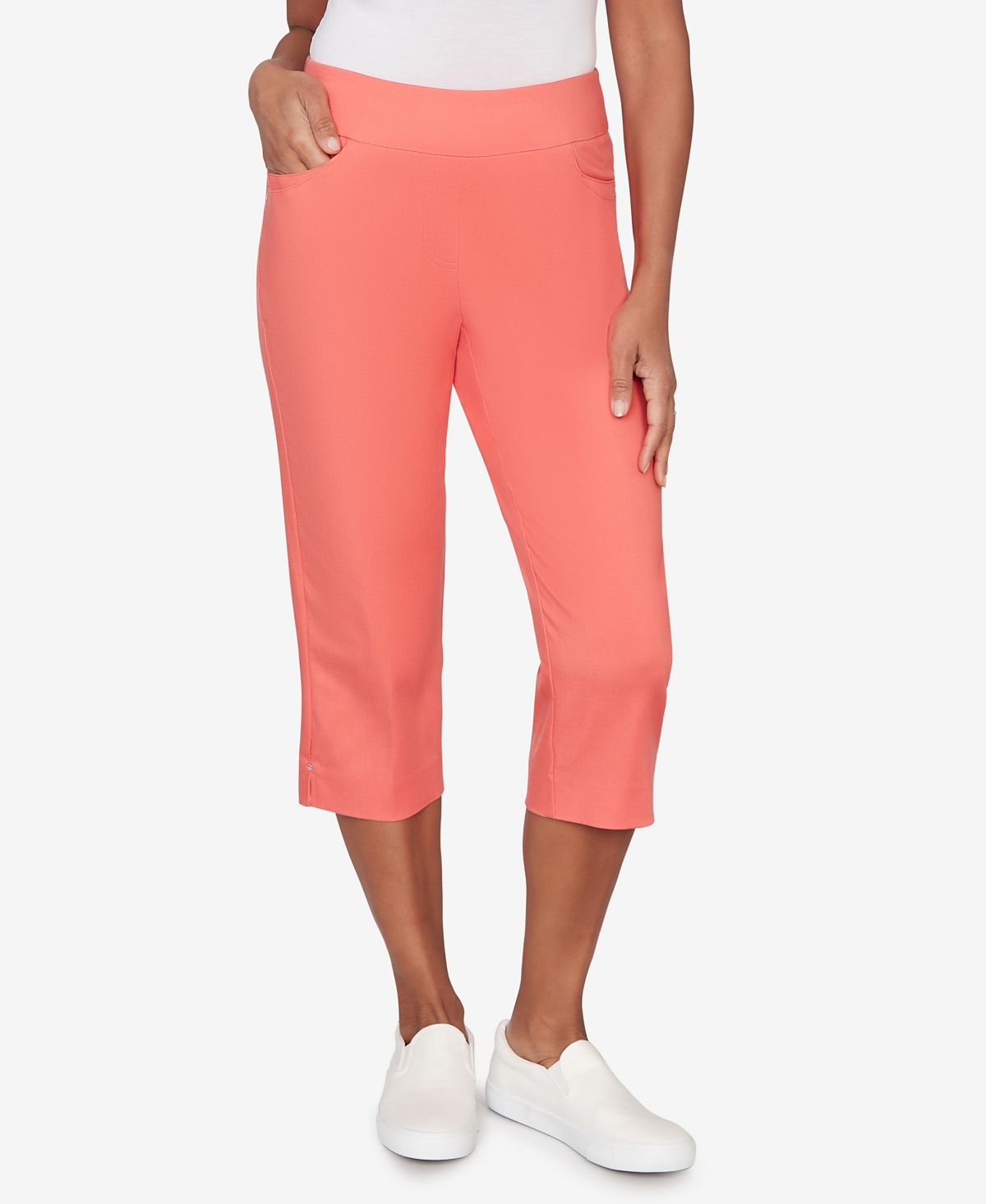 Alfred Dunner Petite Resort Living Smooth Waist Easy Pull- On Capri Pants - Tangerine