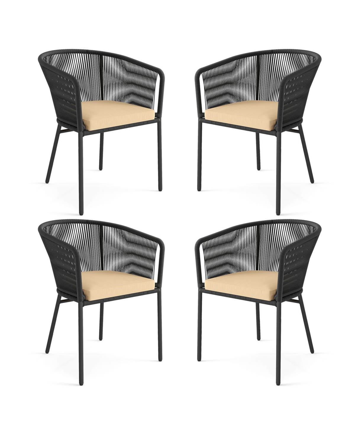 Click here for Gymax Patio Dining Chair Set of 4 w/Backrest Armre... prices