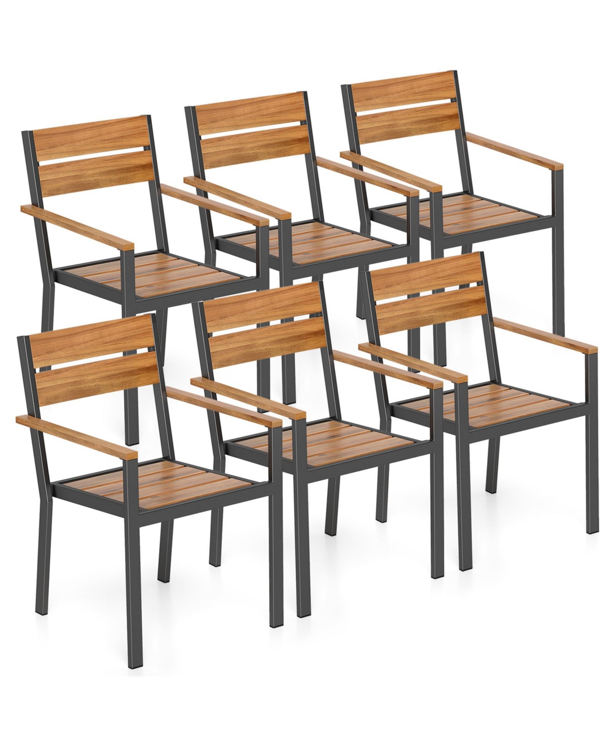 Click here for Gymax Patio Dining Chair set of 6 w/ Heavy-duty Me... prices