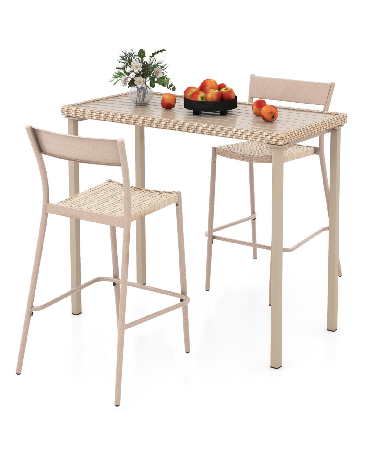 Click here for Gymax 3 Pieces Patio Bar Table Set Outdoor Bar Hei... prices