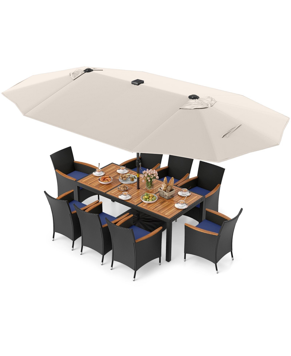 Click here for Gymax 11 Pcs Patio Dining Set 15ft Double-Sided Pa... prices