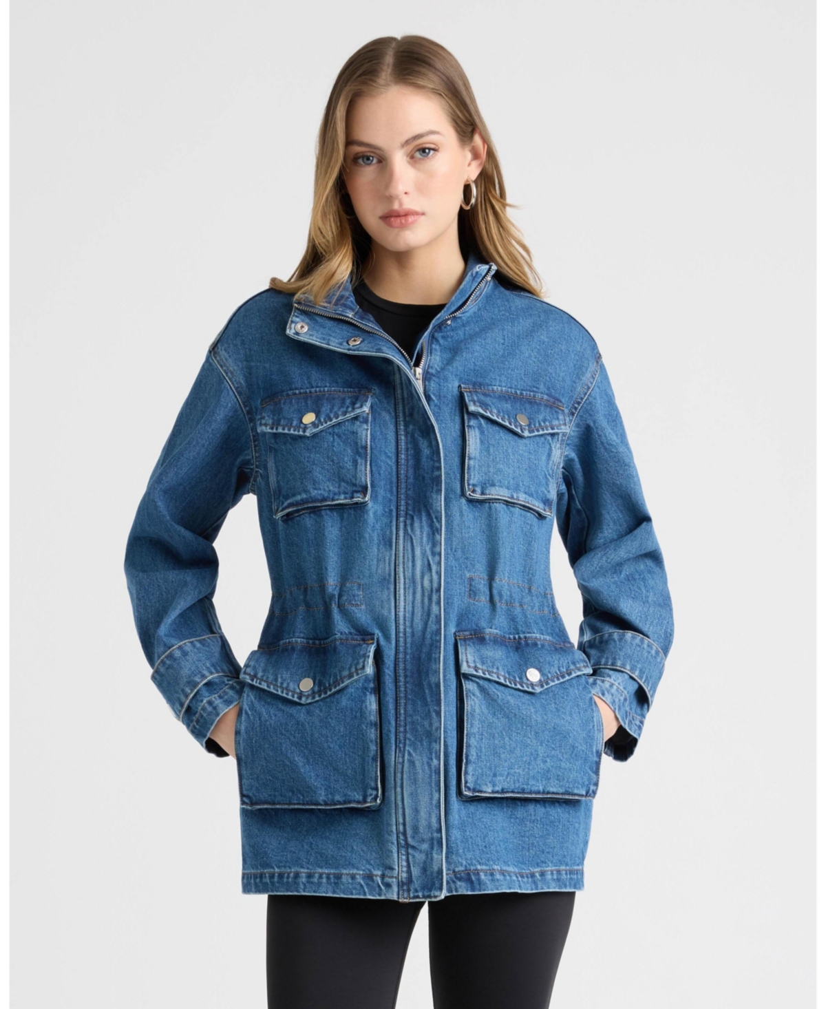 Click here for Nvlt Womens Short Denim Parka - Medium blue prices