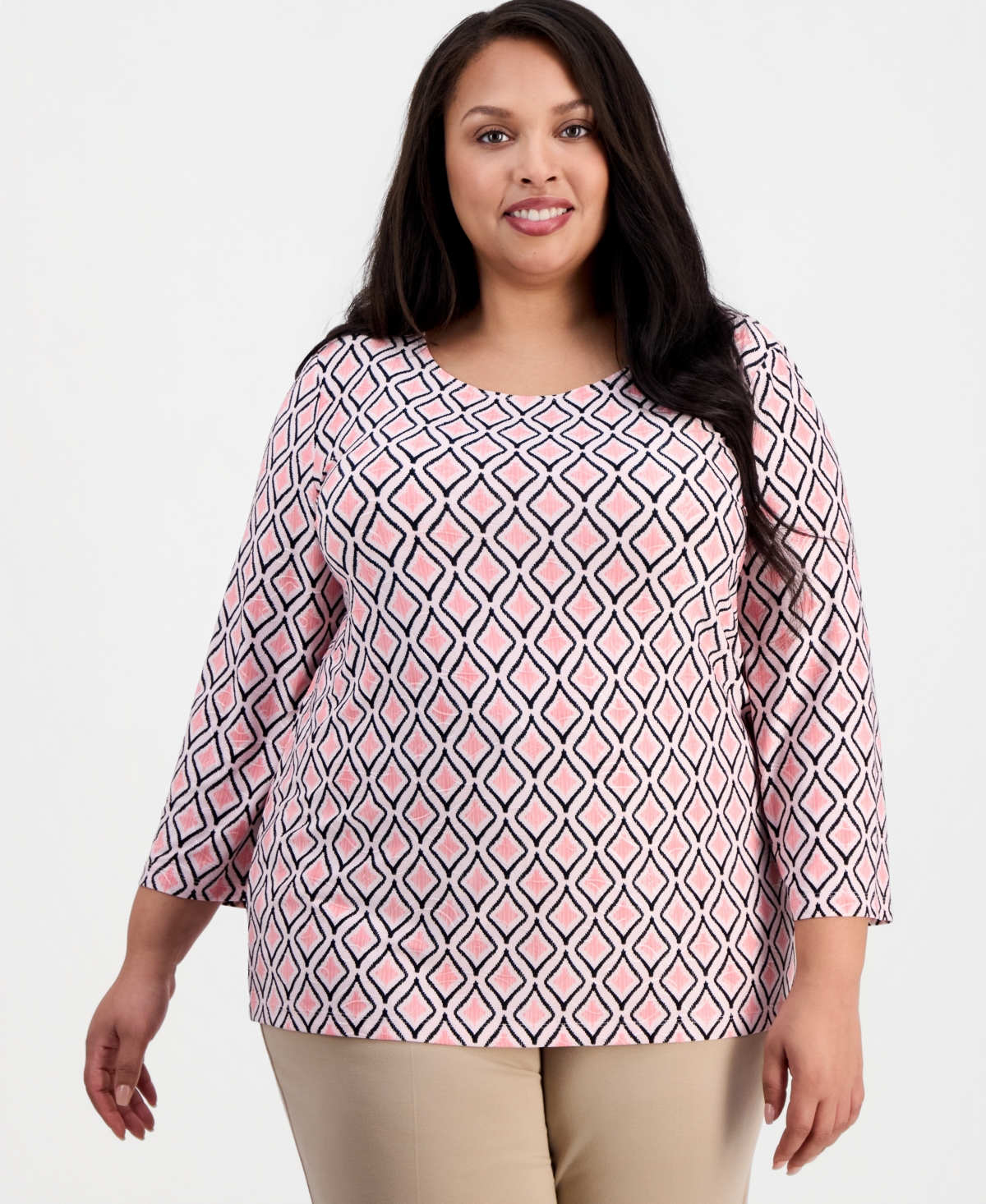 Click here for Jm Collection Plus Size Geo-Print Jacquard Knit To... prices