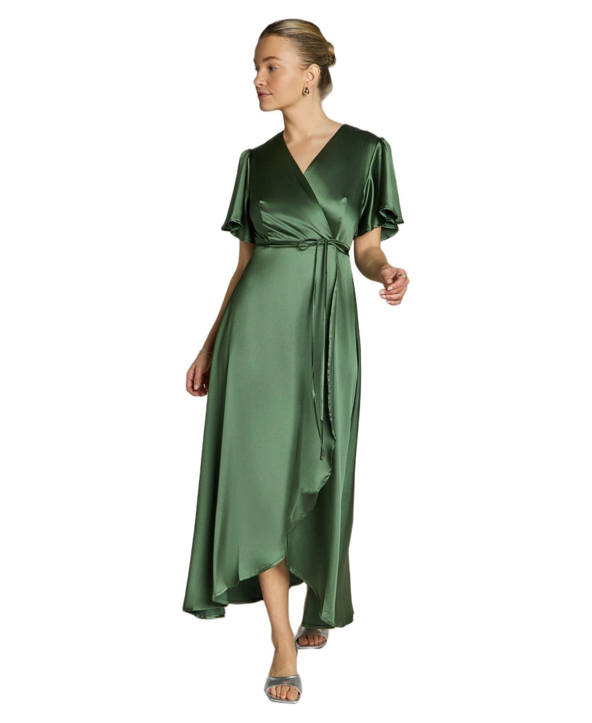 Click here for Rewritten Womens Florence Waterfall Dress - Olive... prices