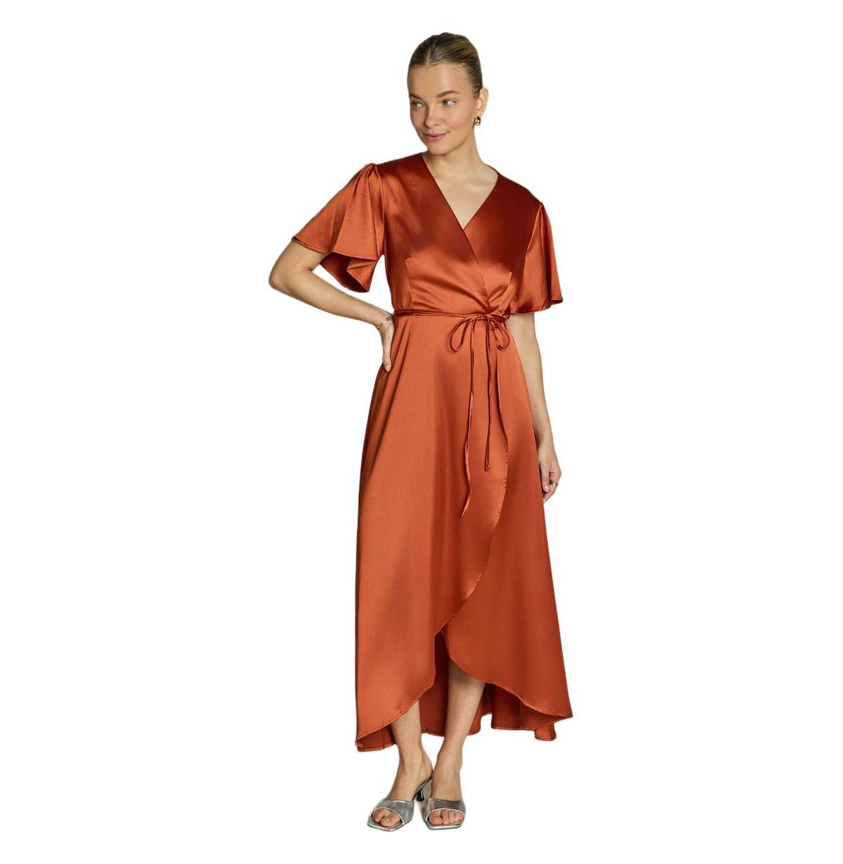 Click here for Rewritten Womens Florence Waterfall Dress - Burnt... prices
