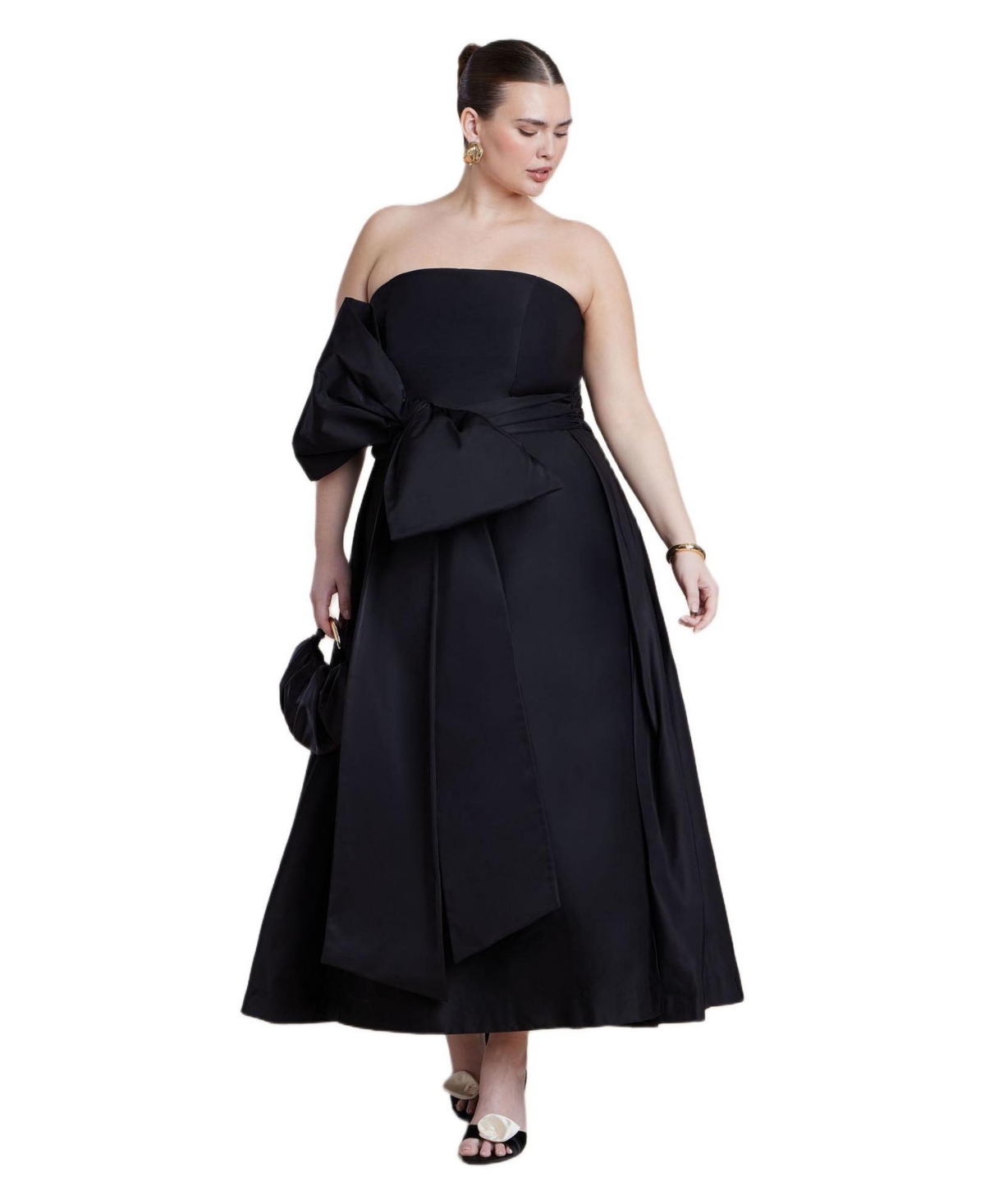 Click here for Eloquii Womens Plus Size Dramatic Bow Gown - Black... prices