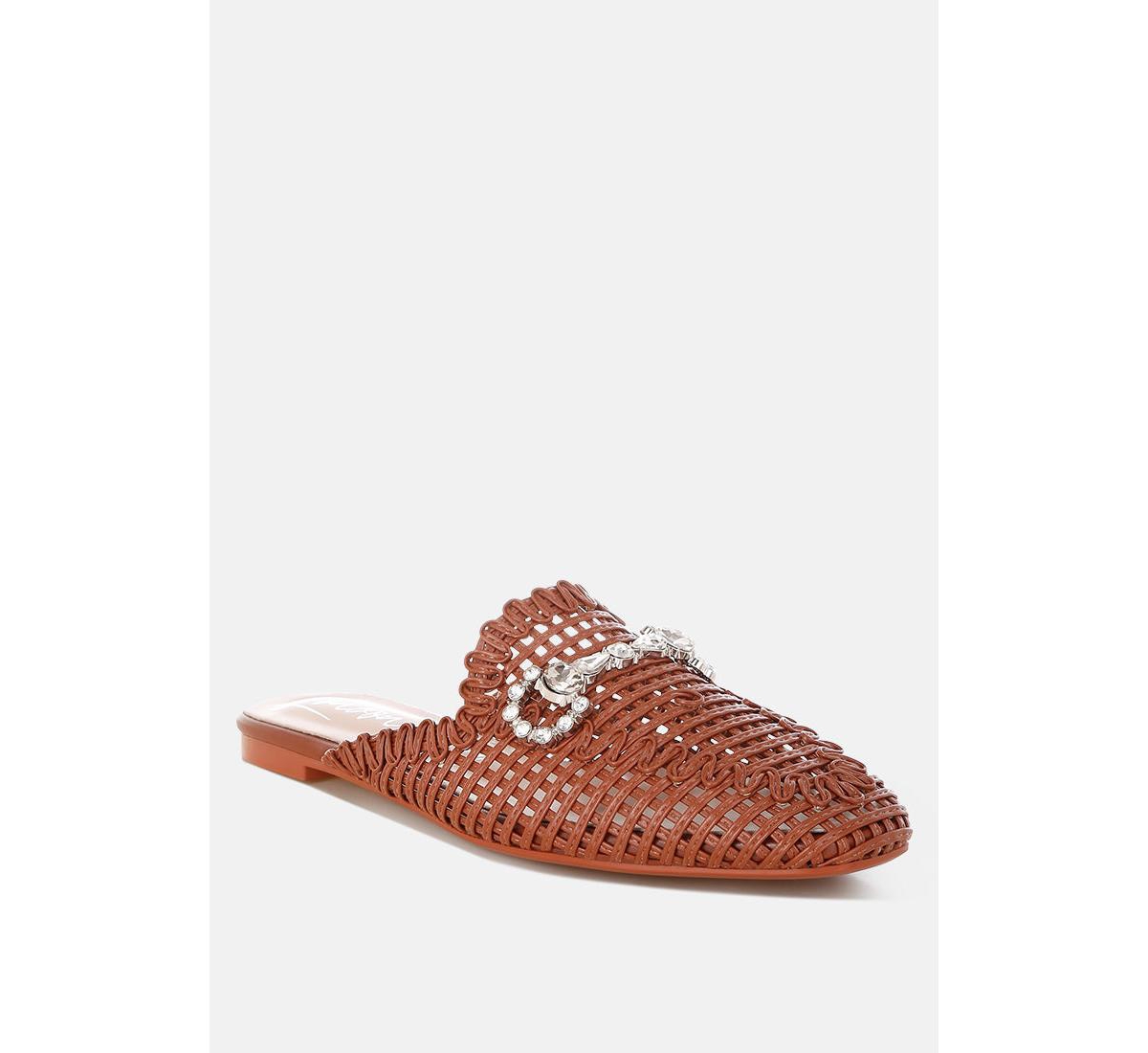 Click here for Roboma Metallic Woven Diamante Mules - Brown prices
