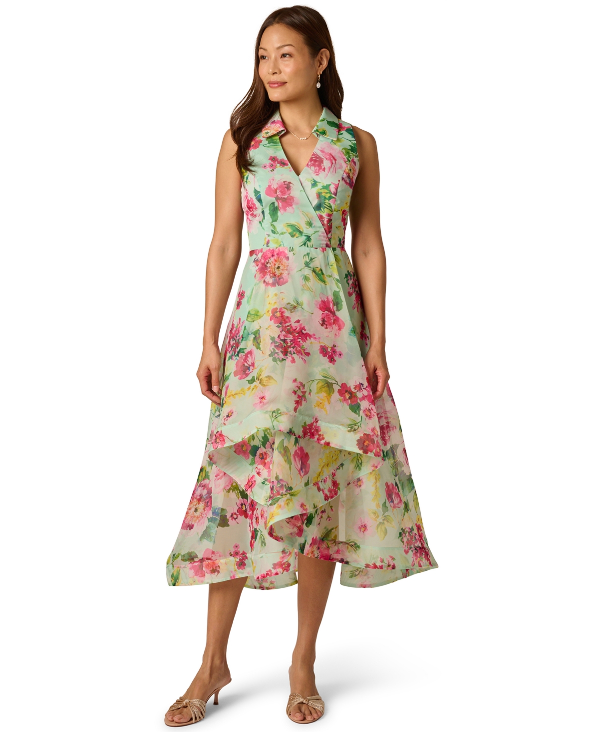 Click here for Adrianna Papell Womens Printed High-Low Midi Dress... prices