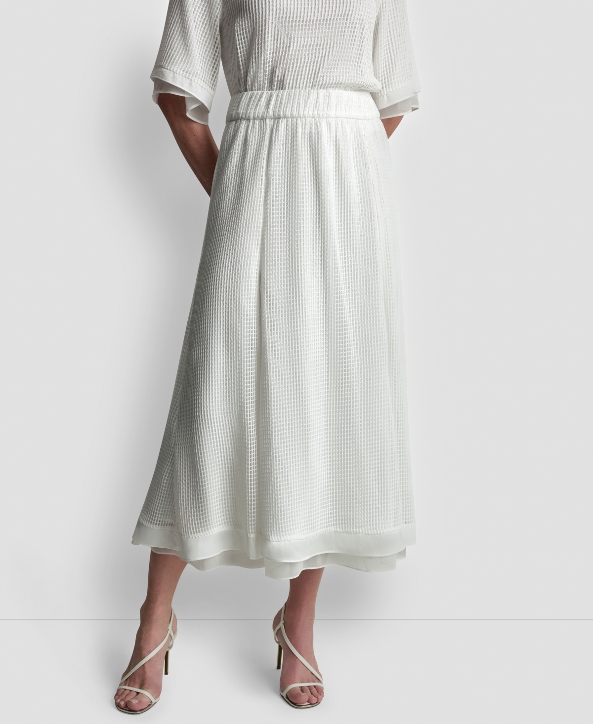 Click here for Dkny Womens Layered Window Pane Ankle Skirt - Ivor... prices