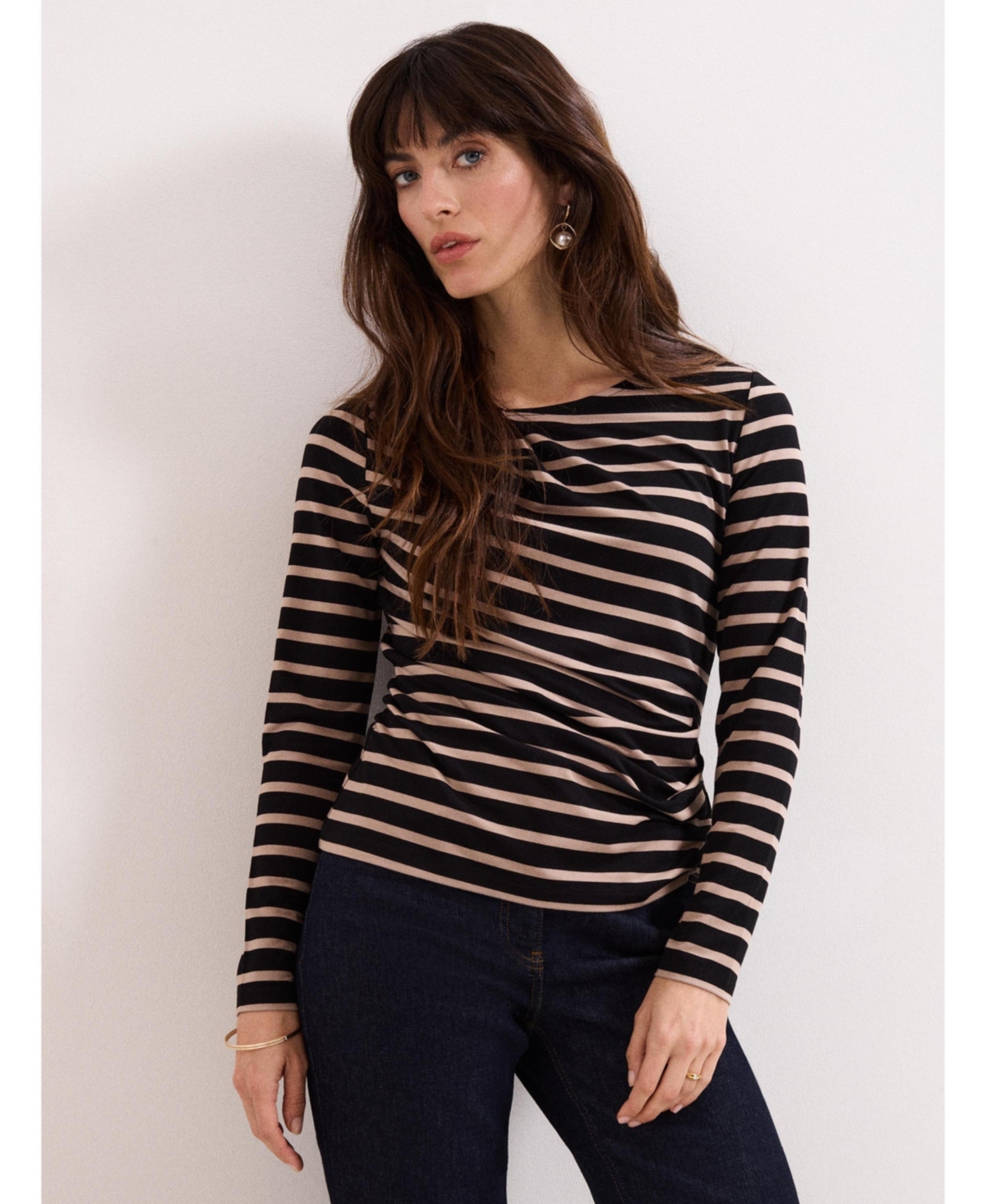 Click here for Phase Eight Womens Everly Stripe Top - Black prices