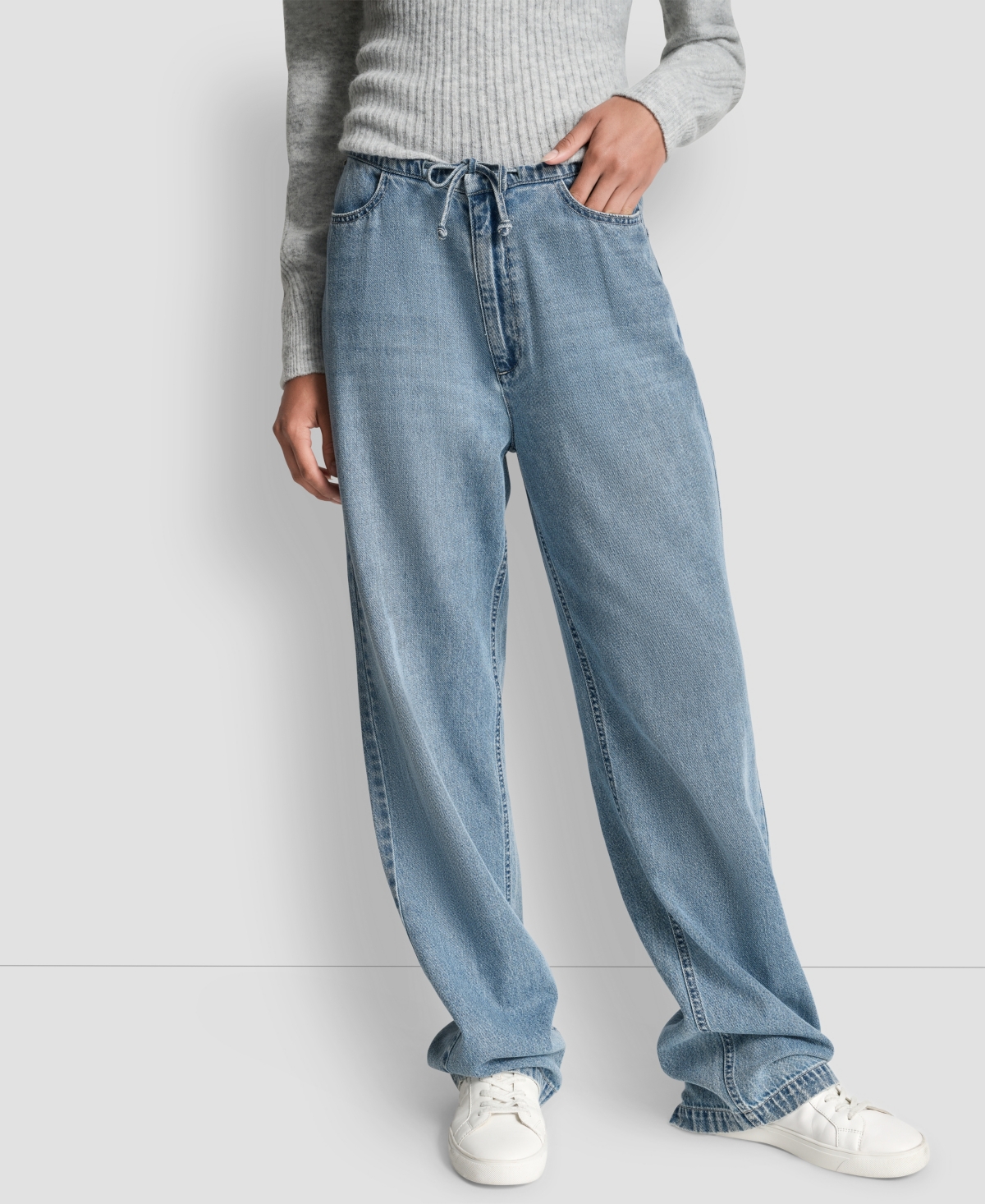 Click here for Dkny Jeans Petite Mid Rise Flowy Relaxed Fit Strai... prices