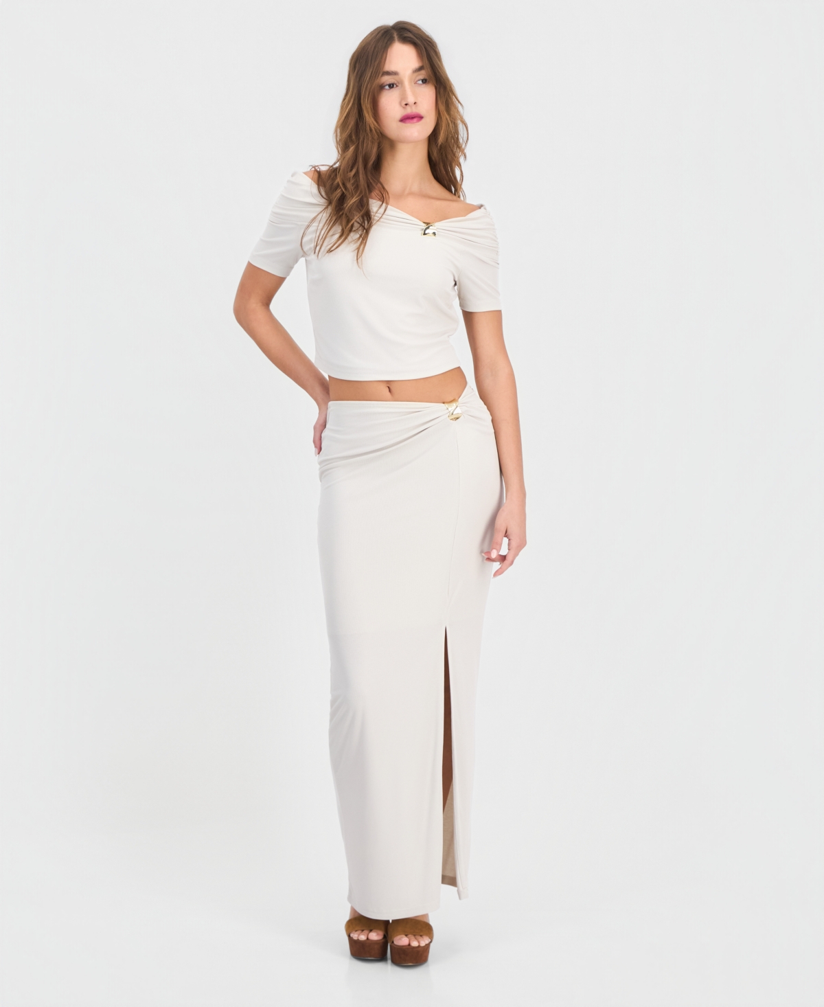 Click here for Guess Womens Brigitte Midi Skirt - Lovers Beach prices