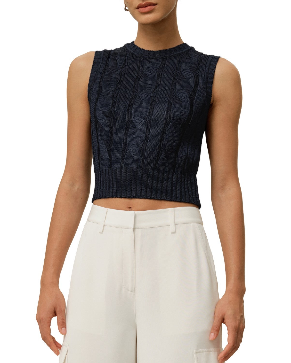 Click here for Lilysilk Womens Cable Knit Tussah Silk Cropped Top... prices