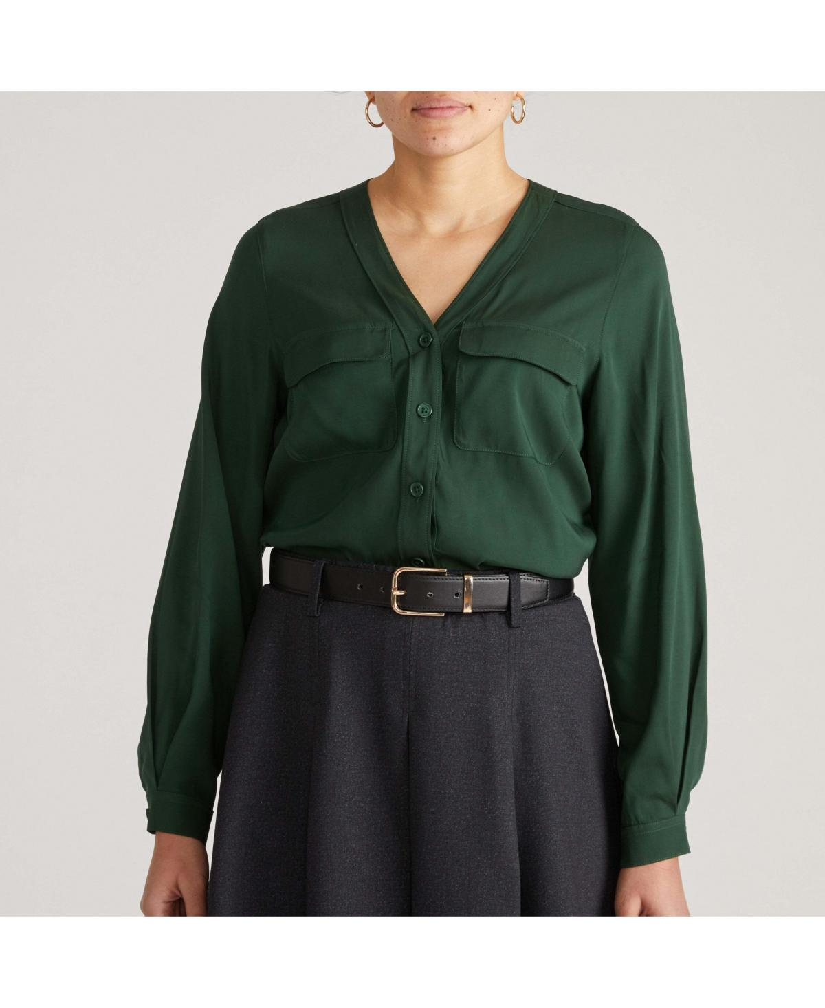 Click here for Universal Standard Plus Size Stretch Cupro Button-... prices