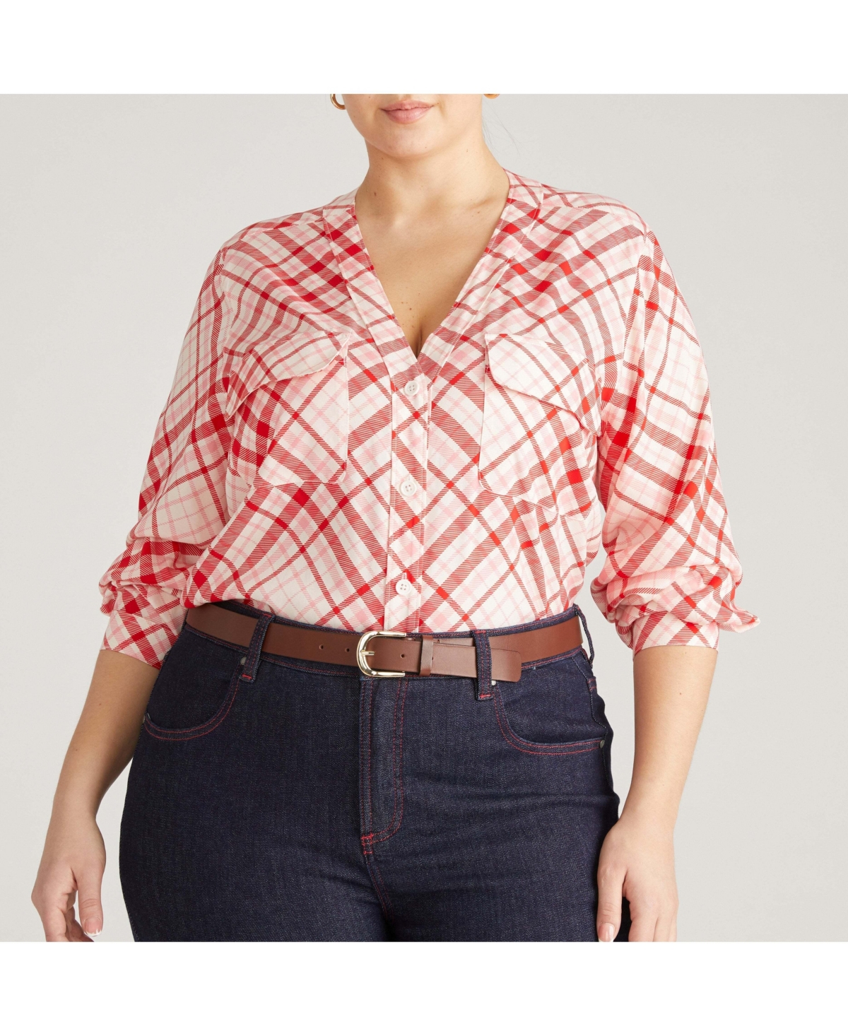 Click here for Universal Standard Plus Size Stretch Cupro Button-... prices