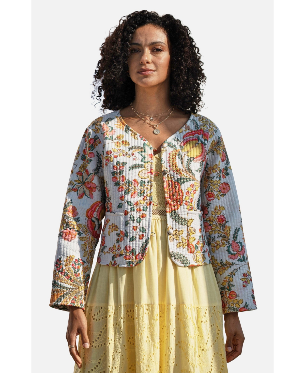 Click here for Yumi Womens Boho Cotton Reversible Quilted Jacket... prices