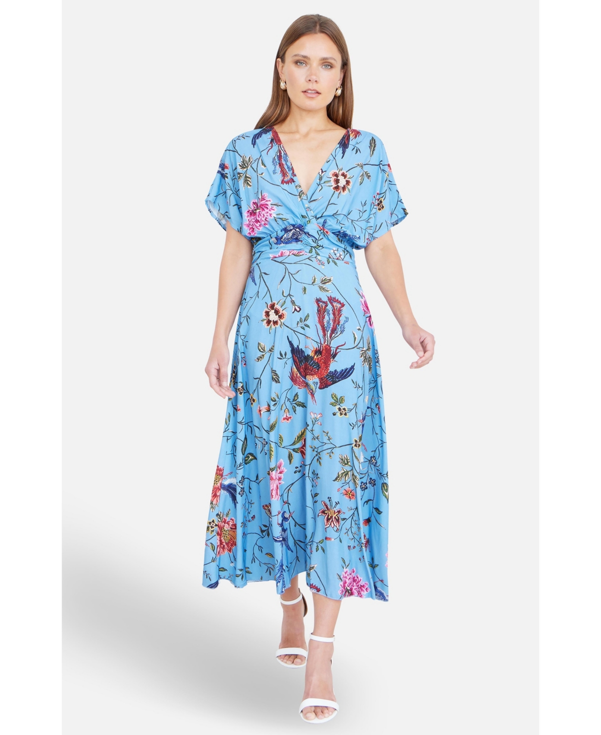 Click here for Yumi Womens Bird And Floral Print Midi Dress - Blu... prices