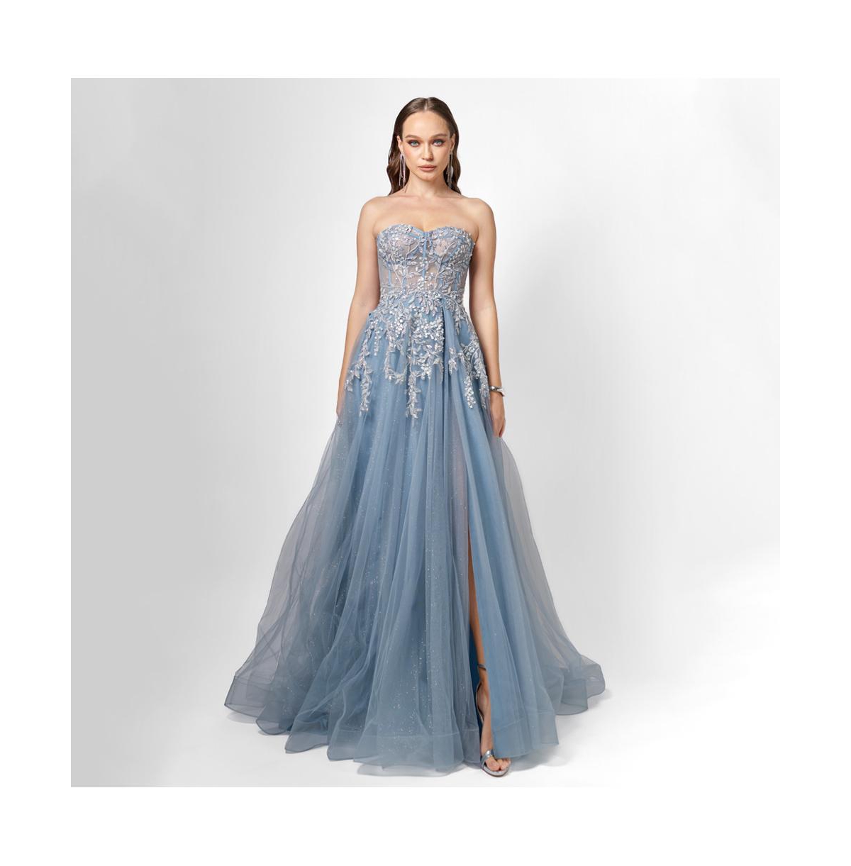 Click here for Bariano Womens Emmy Strapless Ball Gown - Steel bl... prices