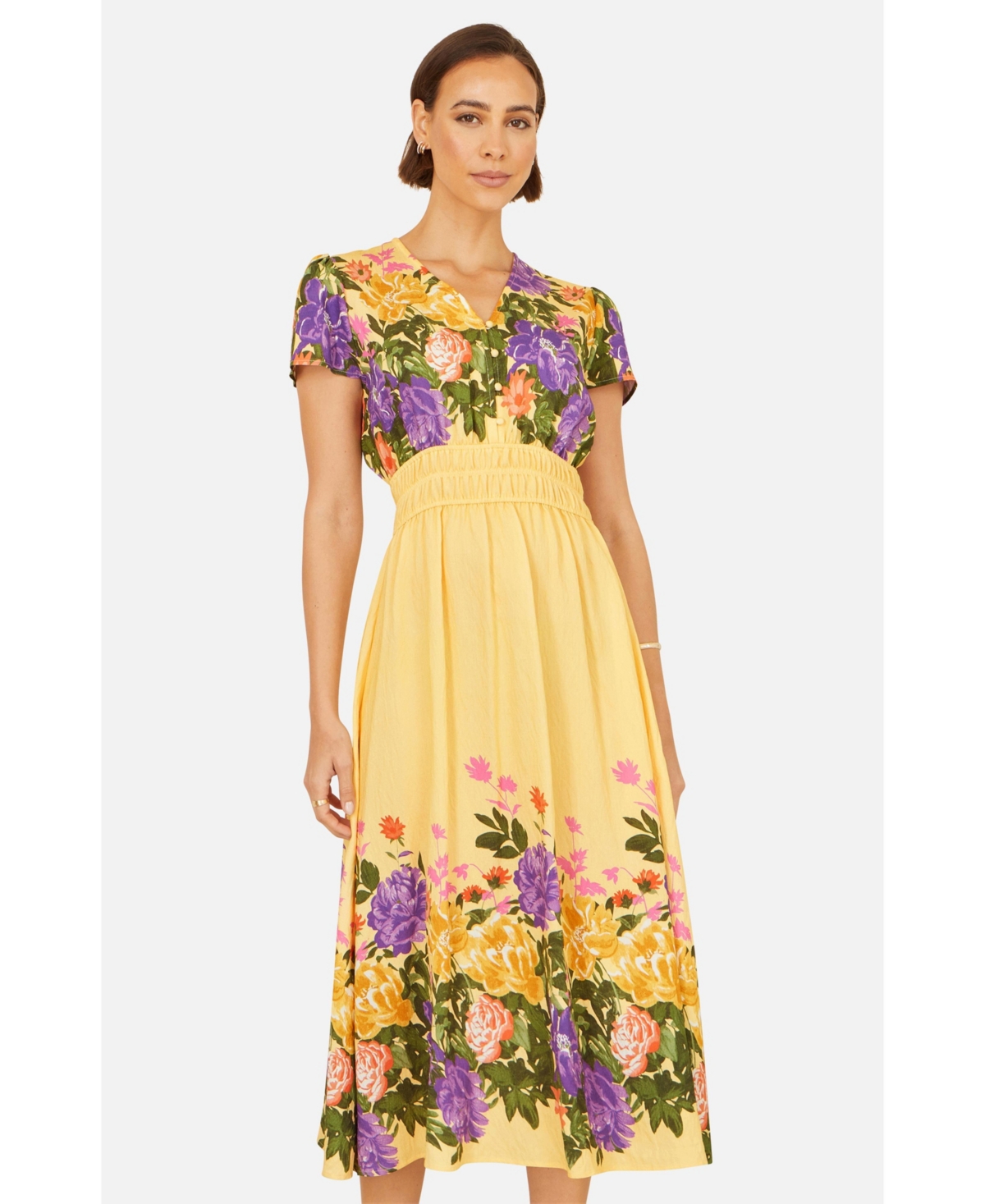 Click here for Yumi Womens Floral Mirror Print Viscose Midi Dress... prices