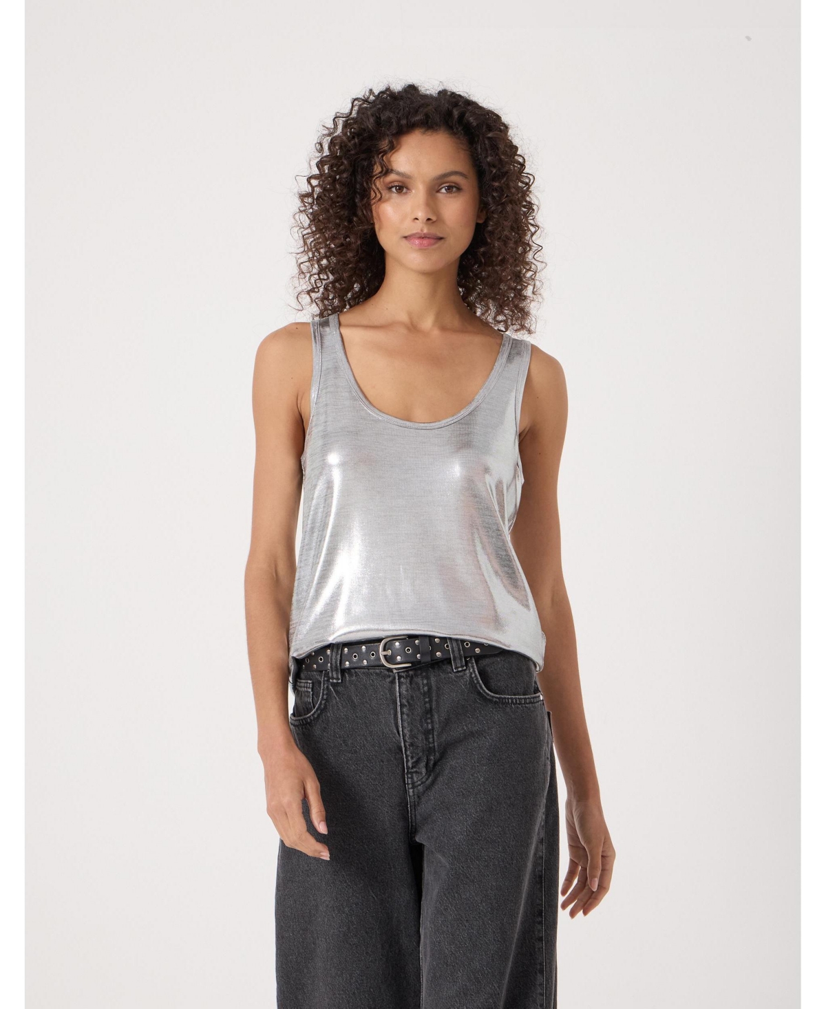 Click here for Hush Womens Silver Metallic Slub Vest - Silver met... prices