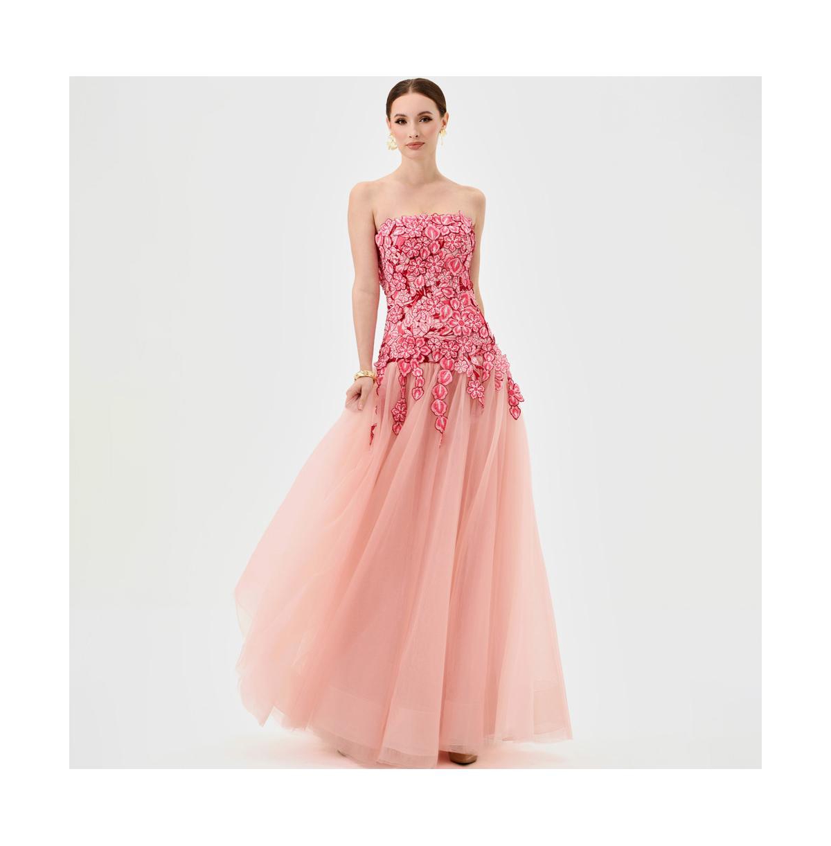 Click here for Bariano Womens Poppi Strapless Floral Gown - Pink prices