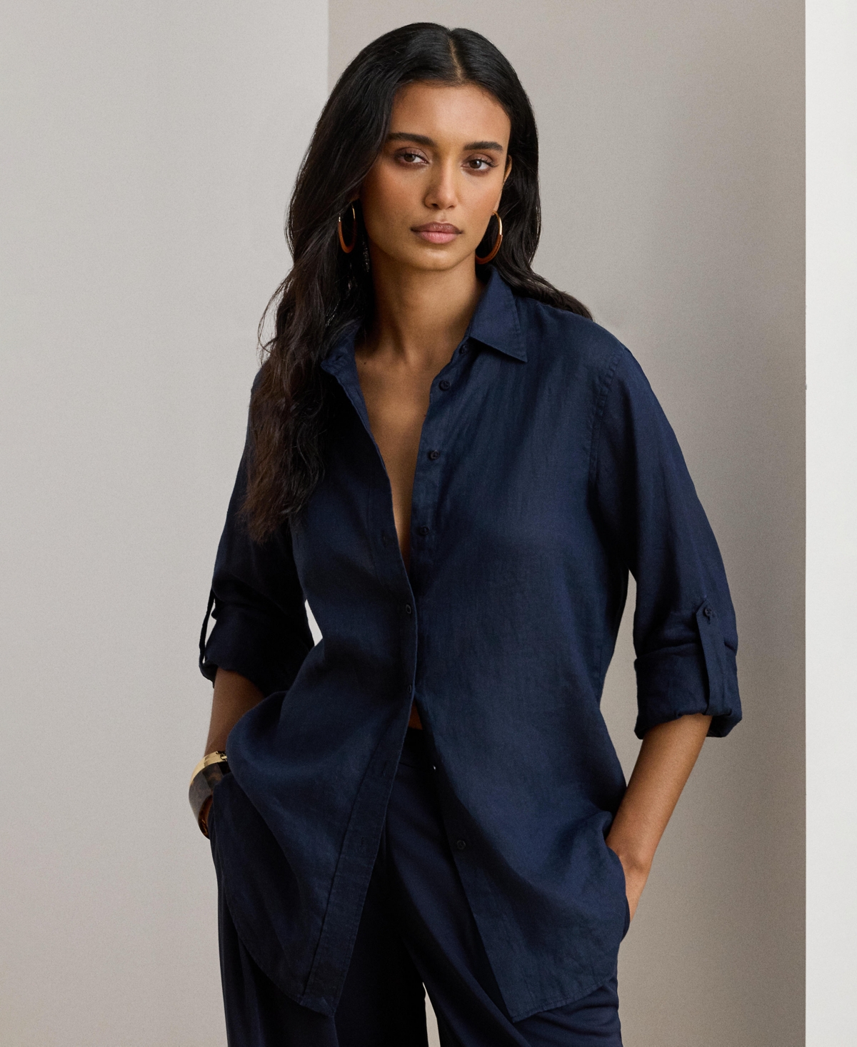 Click here for Lauren Ralph Lauren 100 Linen Shirt - Lauren Navy prices