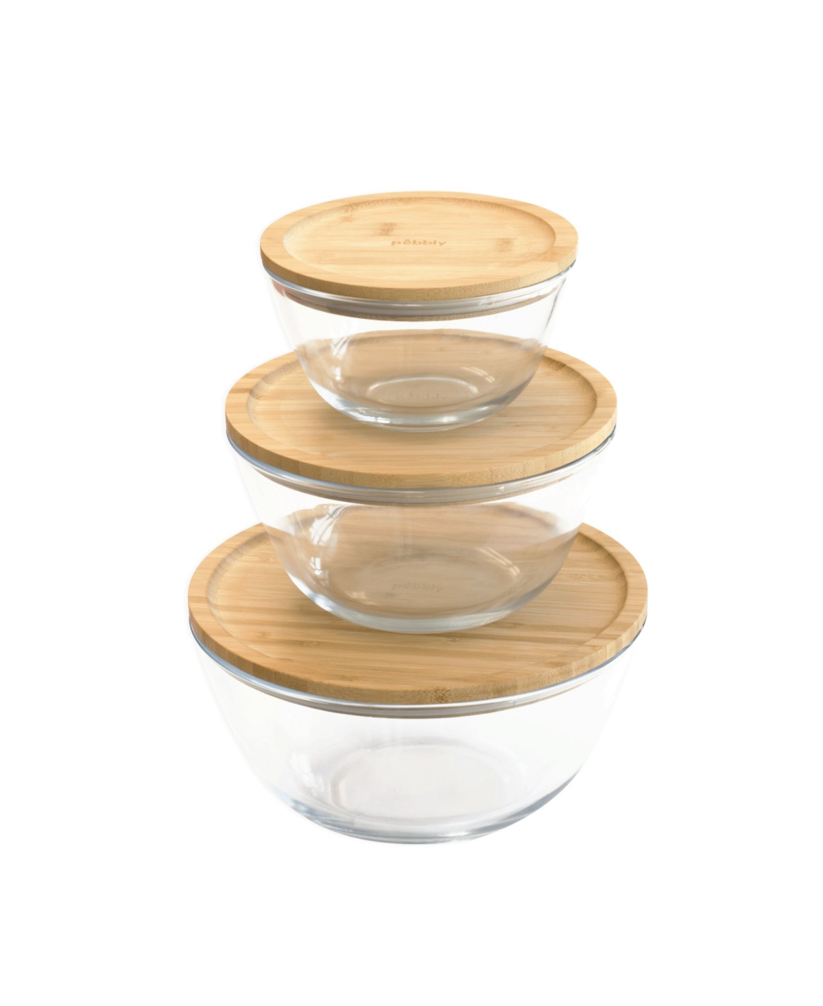 Click here for Pebbly Glass 3-Pc. Mixing Bowl with Bamboo Lid Set... prices