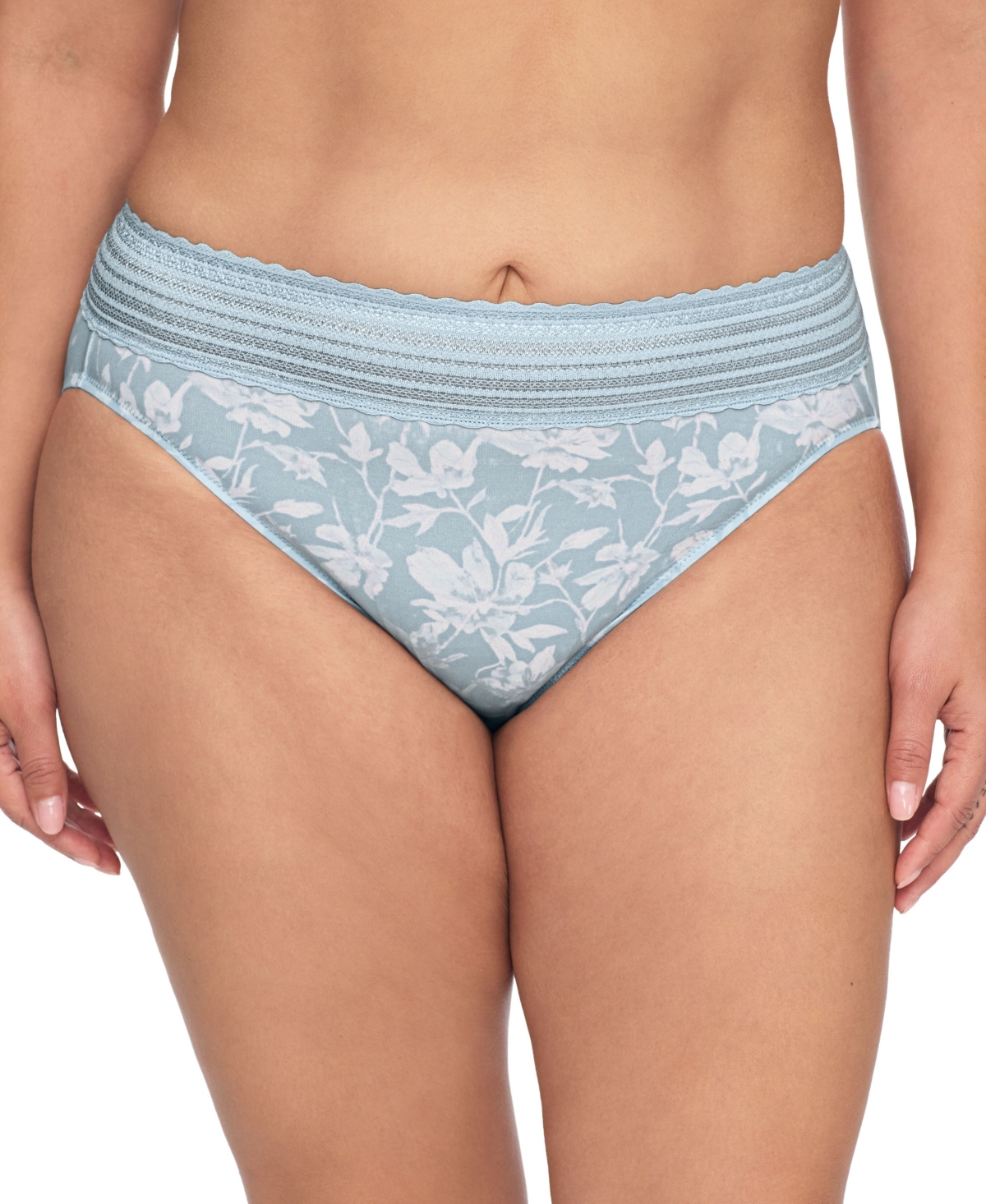 Warners No Pinching No Problems Dig-Free Comfort Waist with Lace Microfiber Hi-Cut 5109 - Sky Blithe
