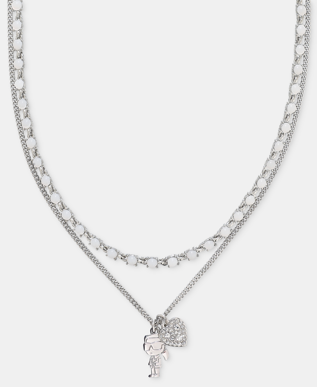 Click here for Karl Lagerfeld Paris Metal-Tone Two-Row White Karl... prices