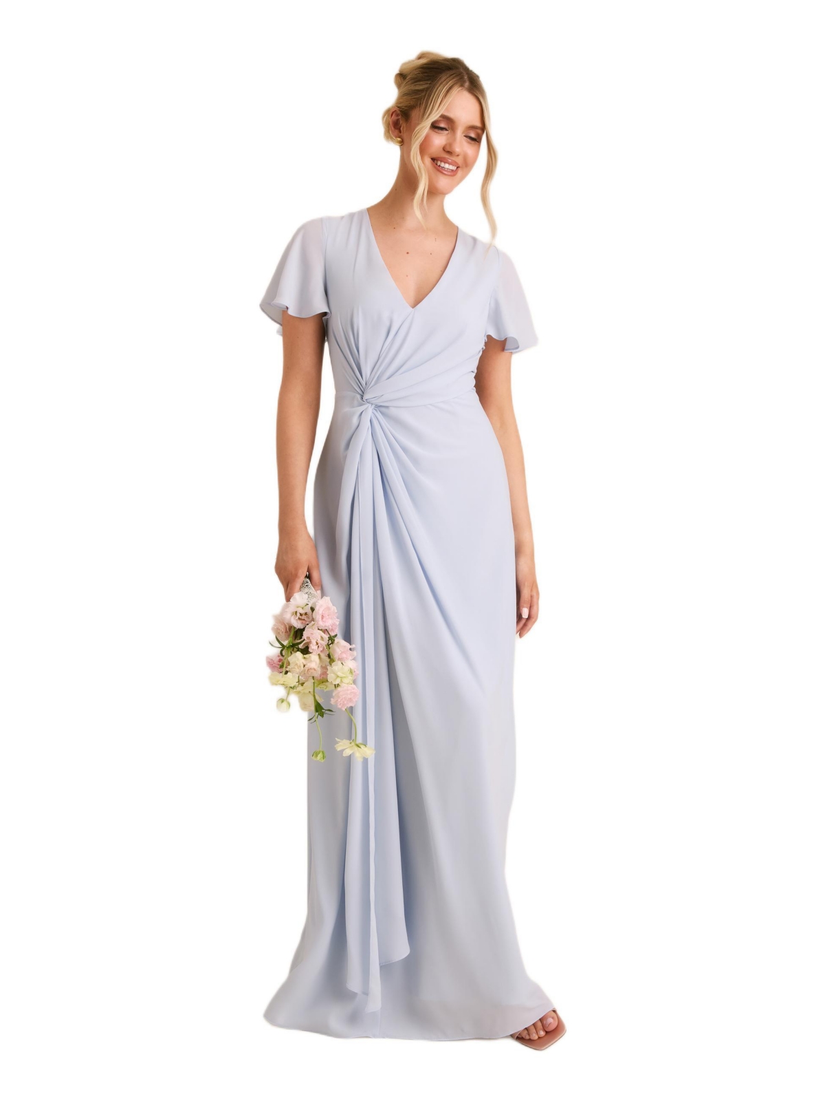 Click here for Six Stories Womens Knot Front Chiffon Bridesmaid D... prices