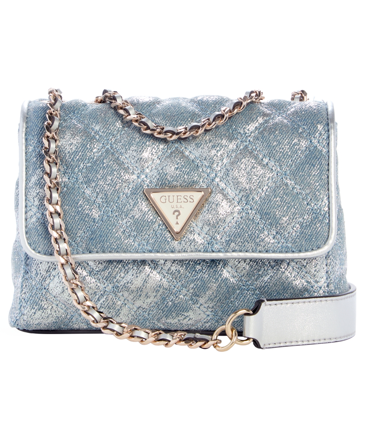 Click here for Guess Giully Ii Mini 2 Compartment Flap Bag - Blue prices