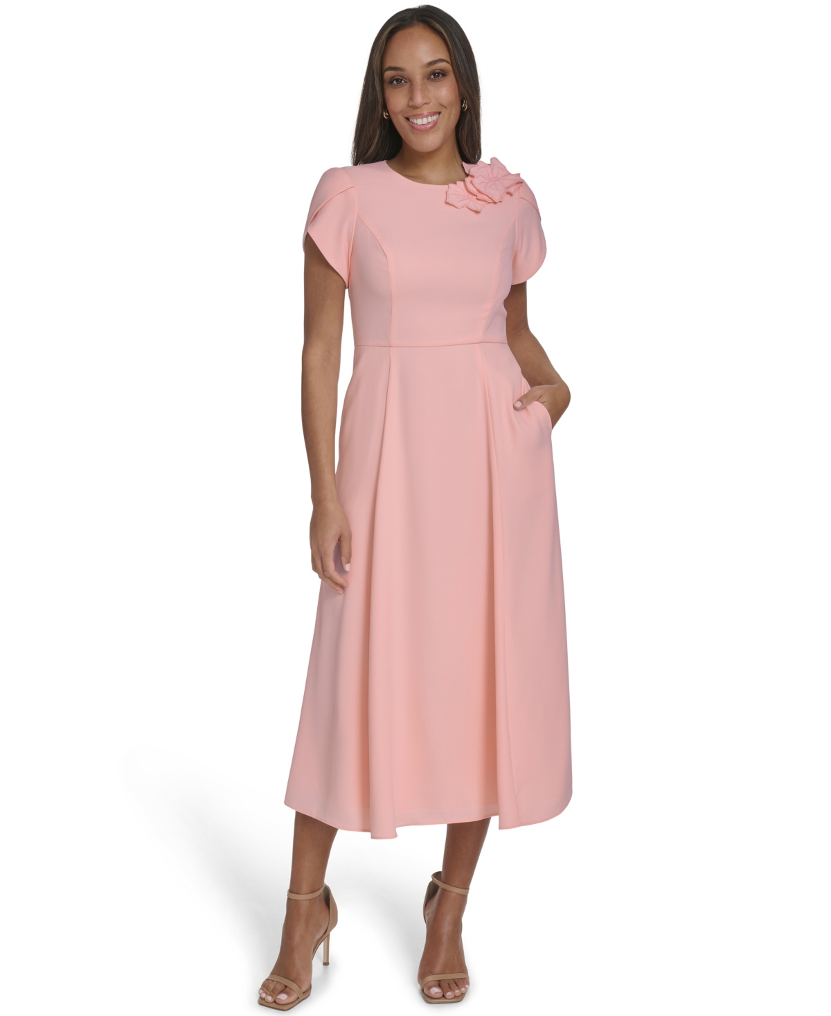 Click here for Eliza J Womens Jewel-Neck Midi Dress - Blush prices