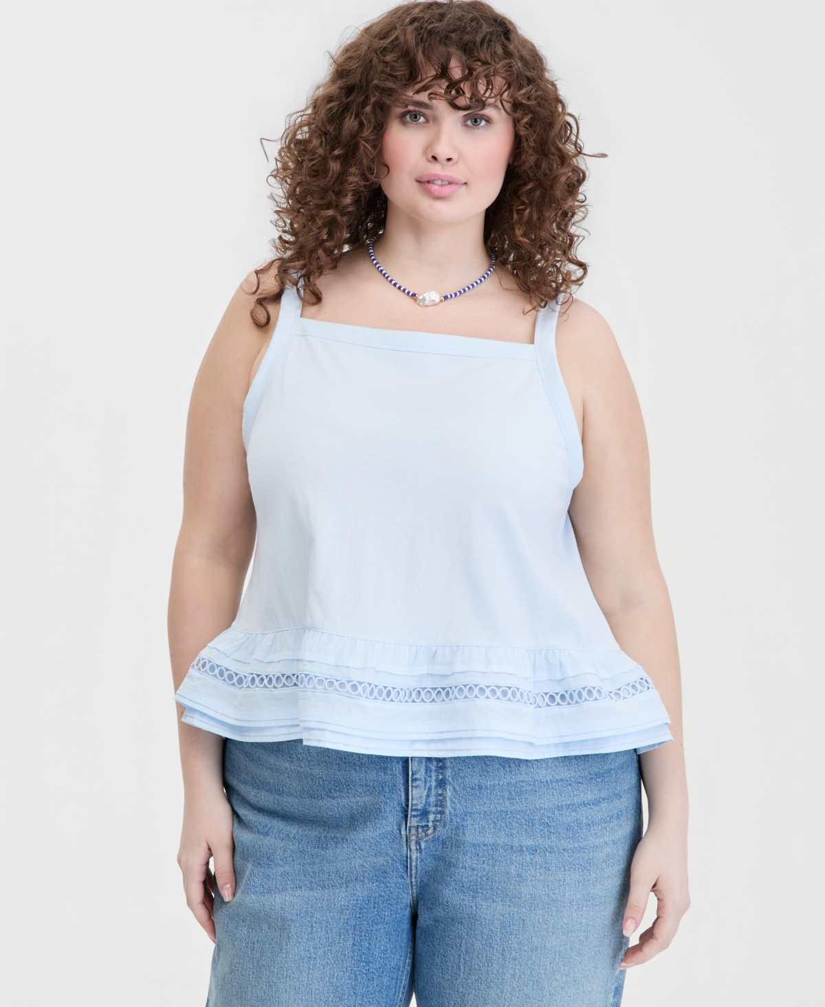 Click here for On 34th Trendy Plus Size Ruffle-Hem Square-Neck Ta... prices