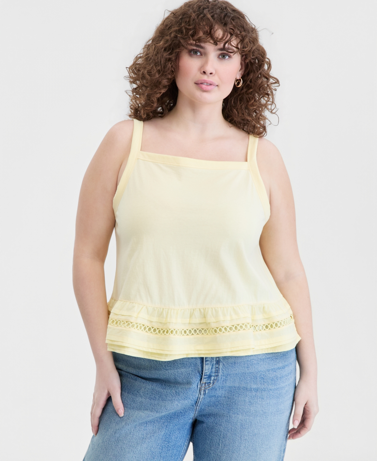 Click here for On 34th Trendy Plus Size Ruffle-Hem Square-Neck Ta... prices