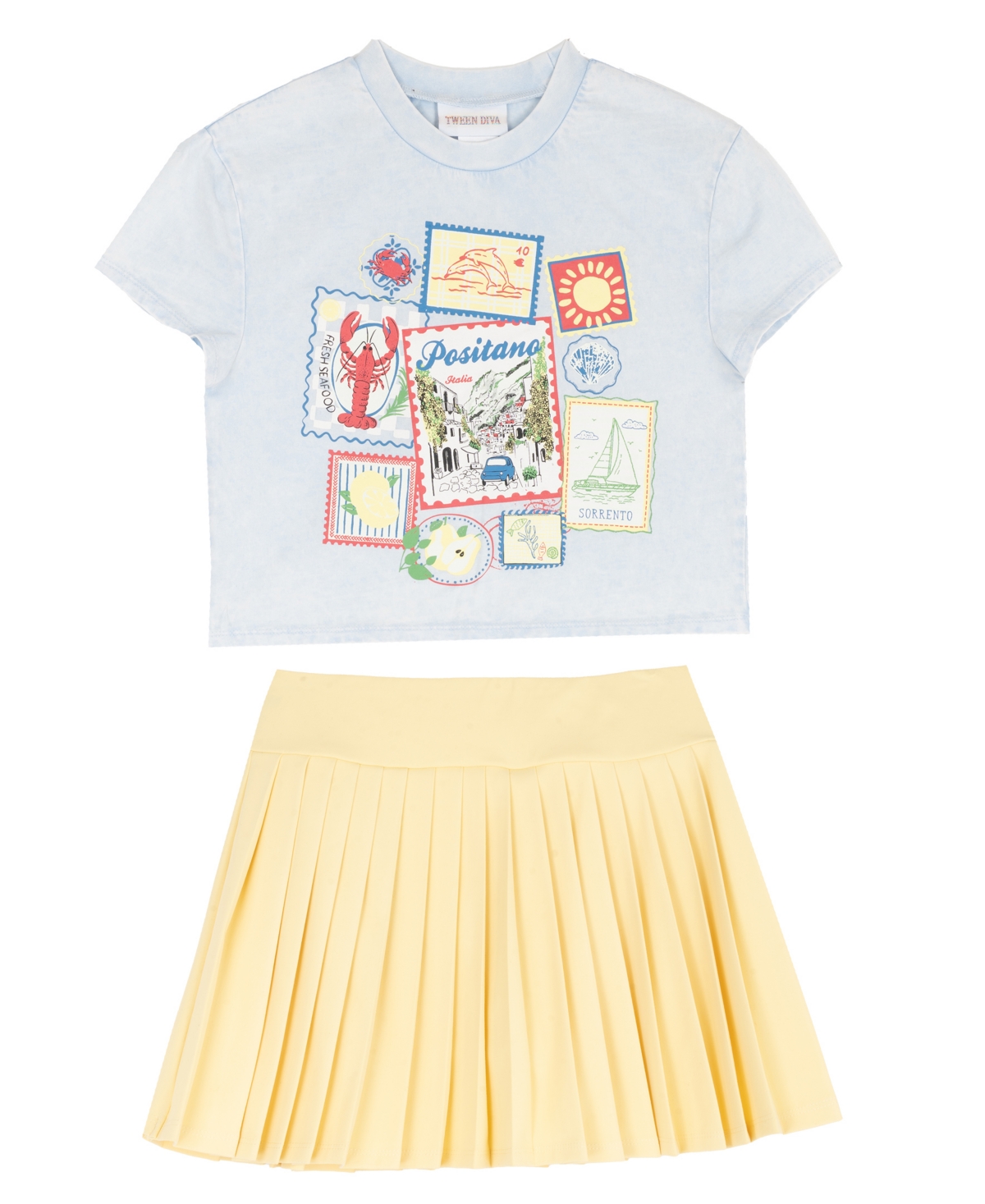 Click here for Tween Diva Girls 7-16 Graphic T-Shirt and Pleated... prices