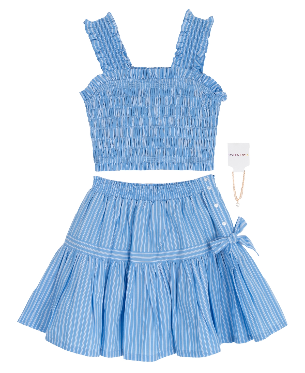 Click here for Tween Diva Girls 7-16 Smocked Top With Ruffled Str... prices