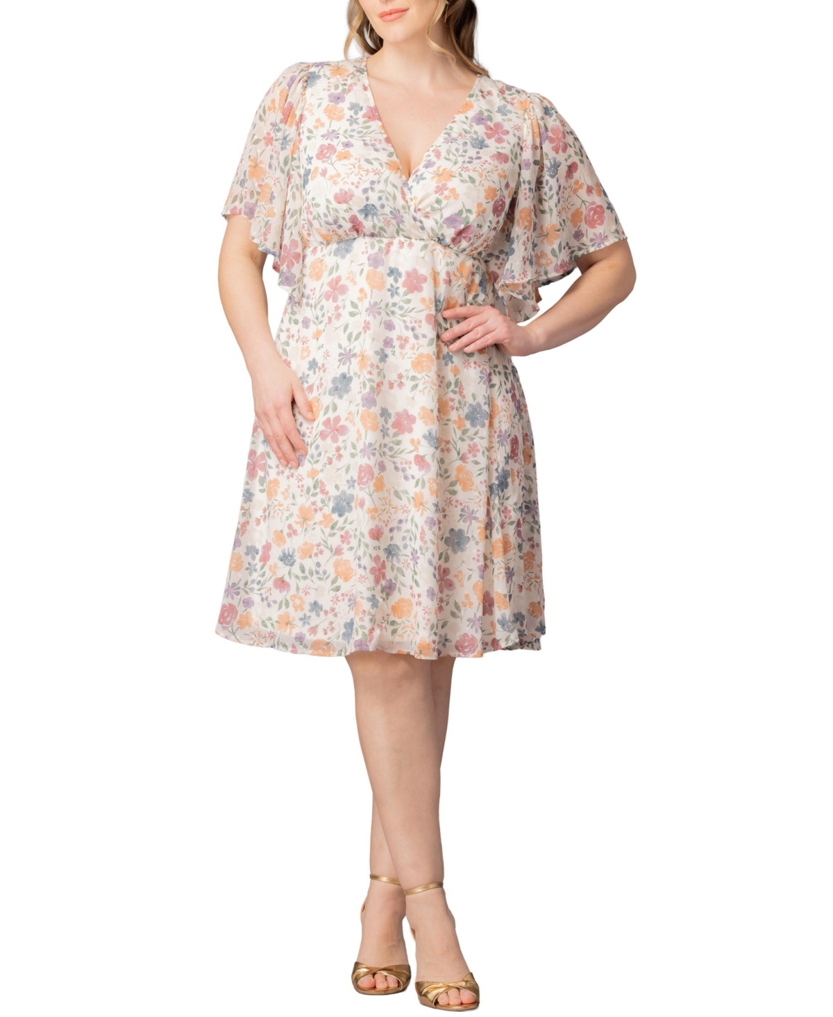 Click here for Kiyonna Plus Size Florence Flutter Sleeve Dress -... prices