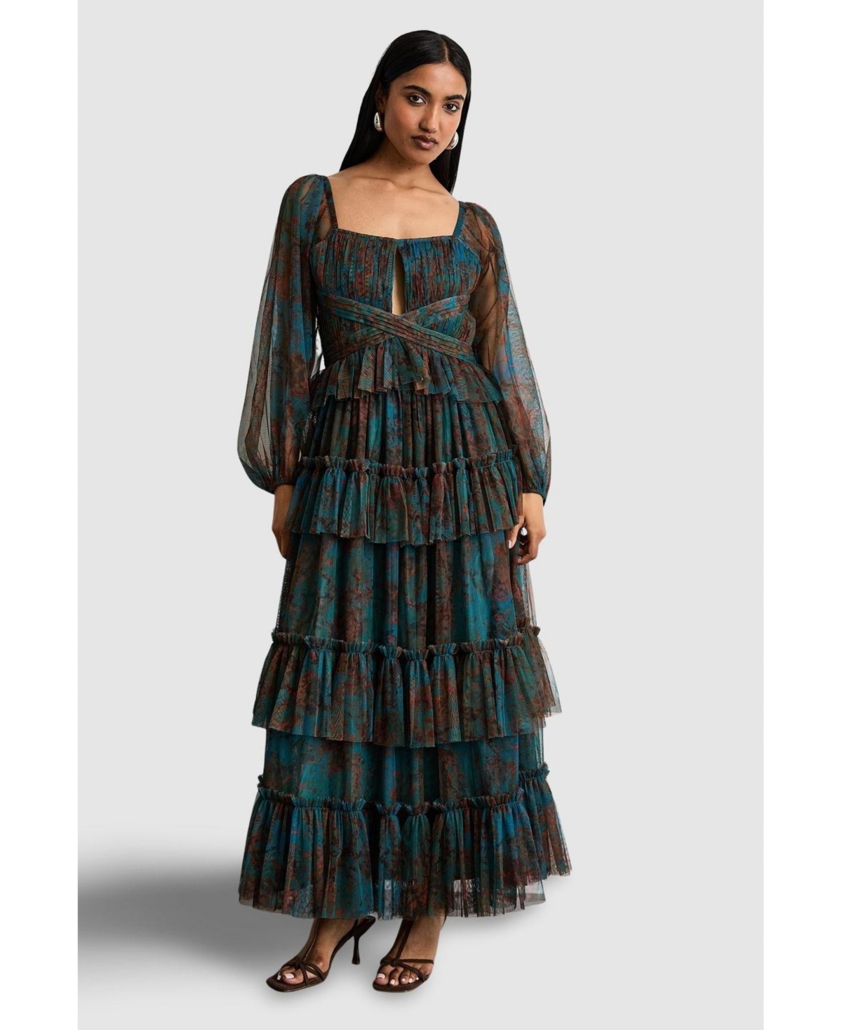 Click here for Warehouse Womens Abstract Print Cut Out Maxi Dress... prices