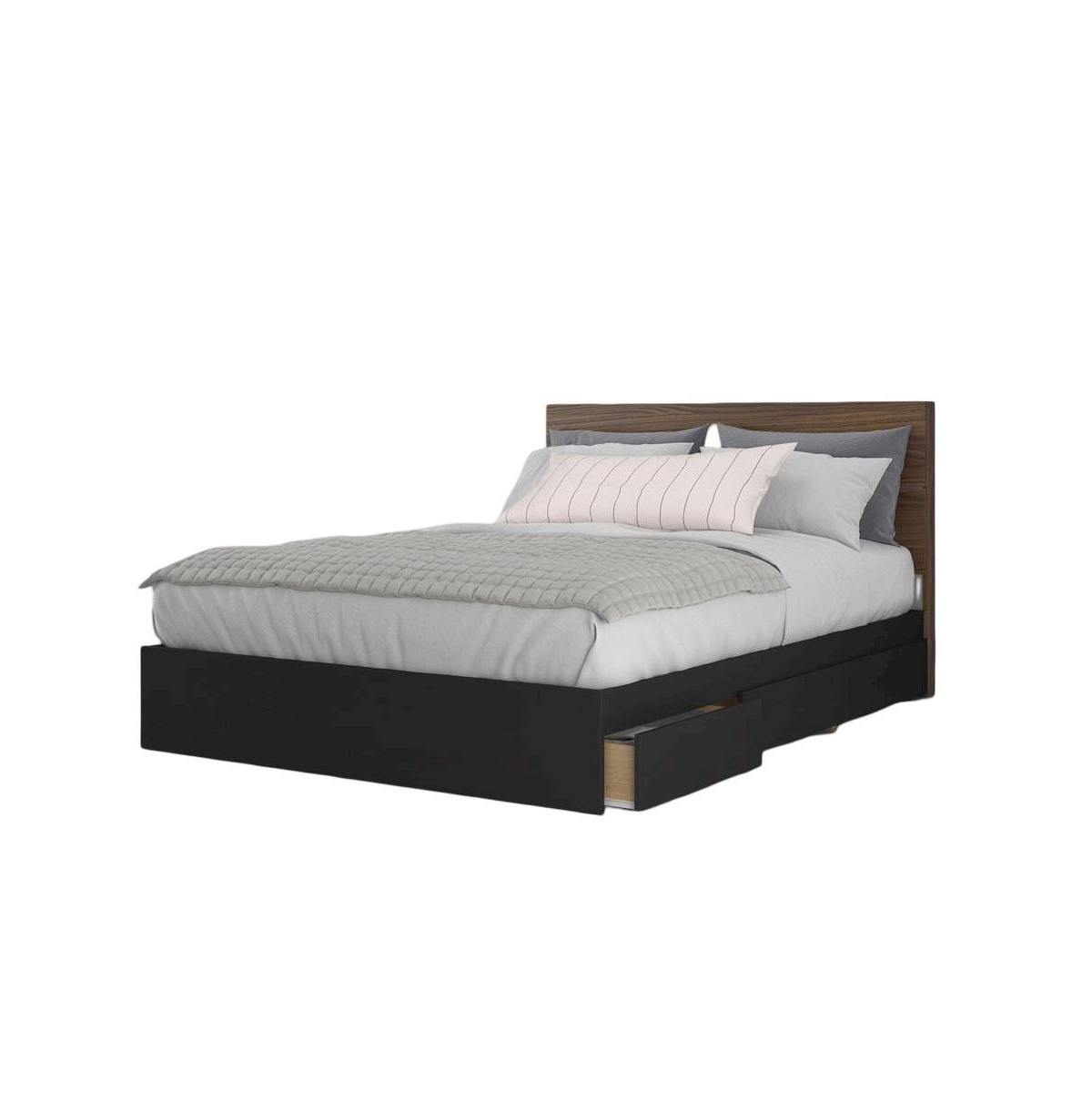 Click here for Nexera Bed Frame And Headboard  Queen. - Walnut  b... prices