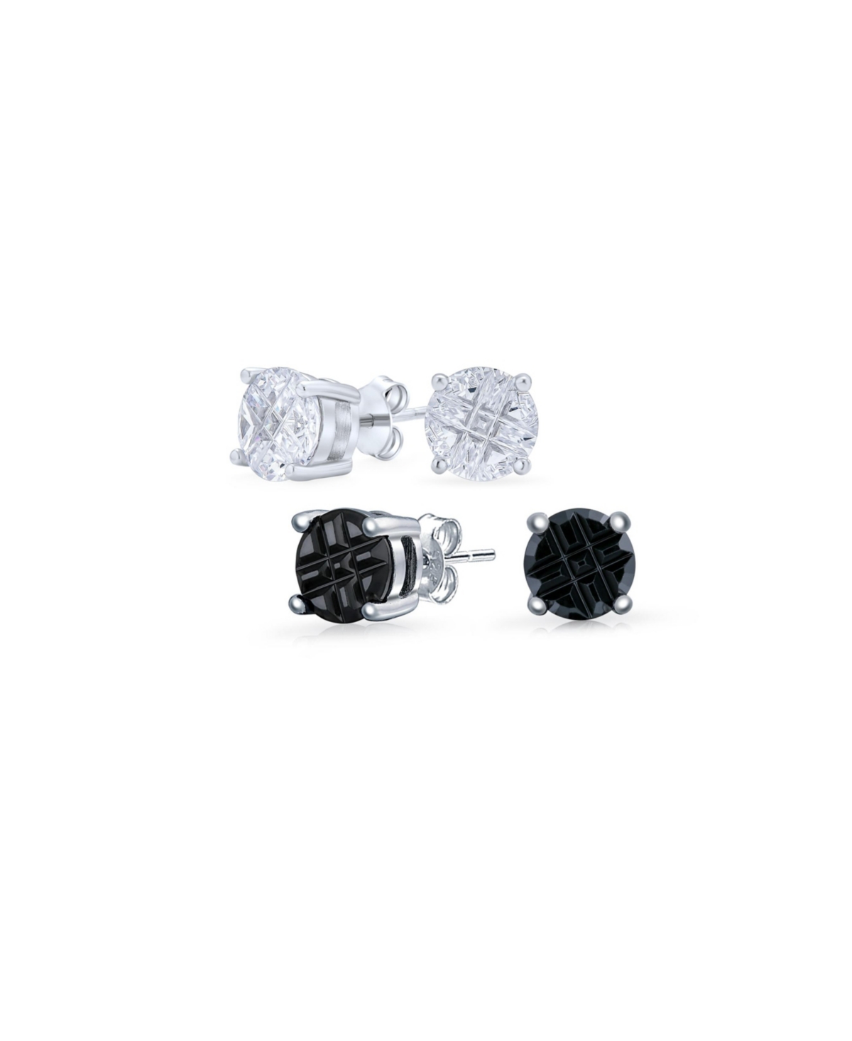 Click here for Bling Jewelry Set of 2 Round Black Clear Cubic Zir... prices