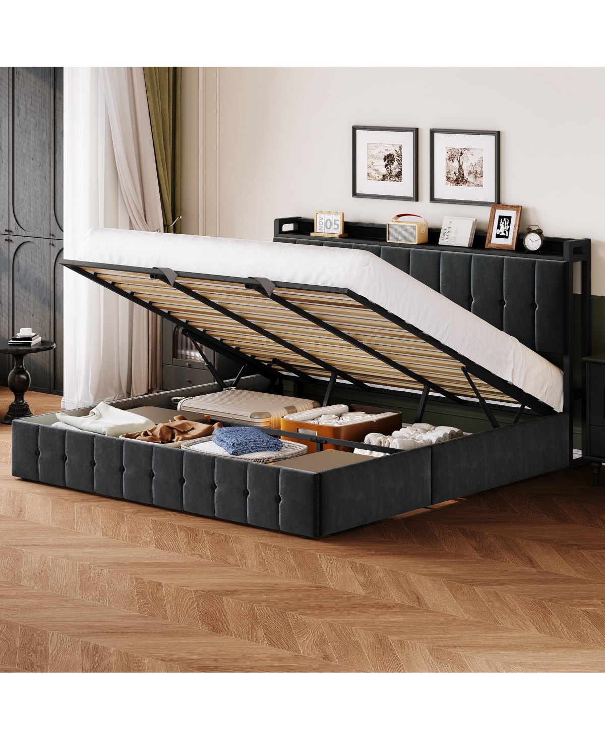 Click here for gaomon Upholstered Bed with Button Tufted Wingback... prices