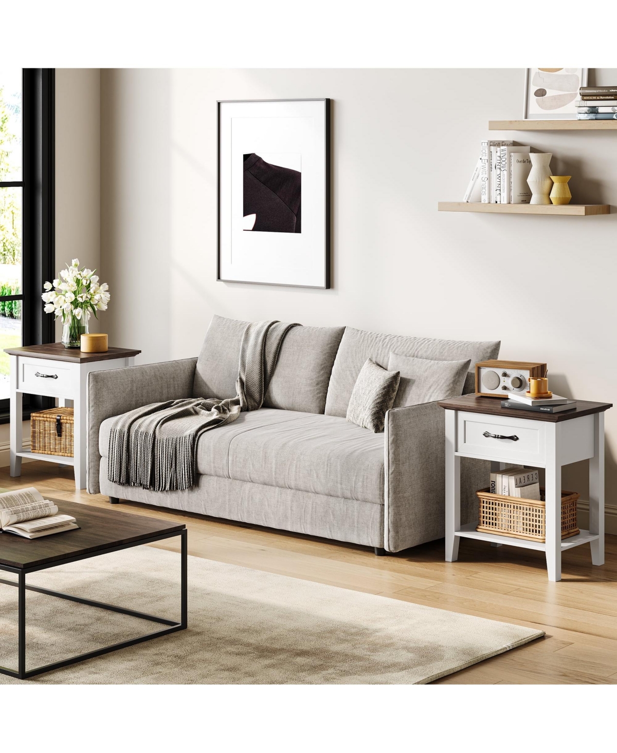 Click here for gaomon Wood Bedside Table With 1 Drawer and Open S... prices