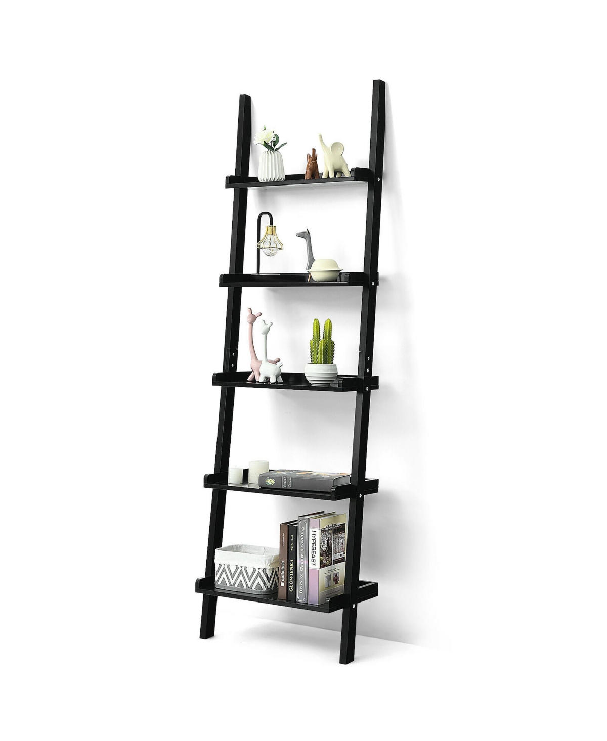 Click here for Costway Ladder Shelf 5-Tier Plant Stand Wall-leani... prices
