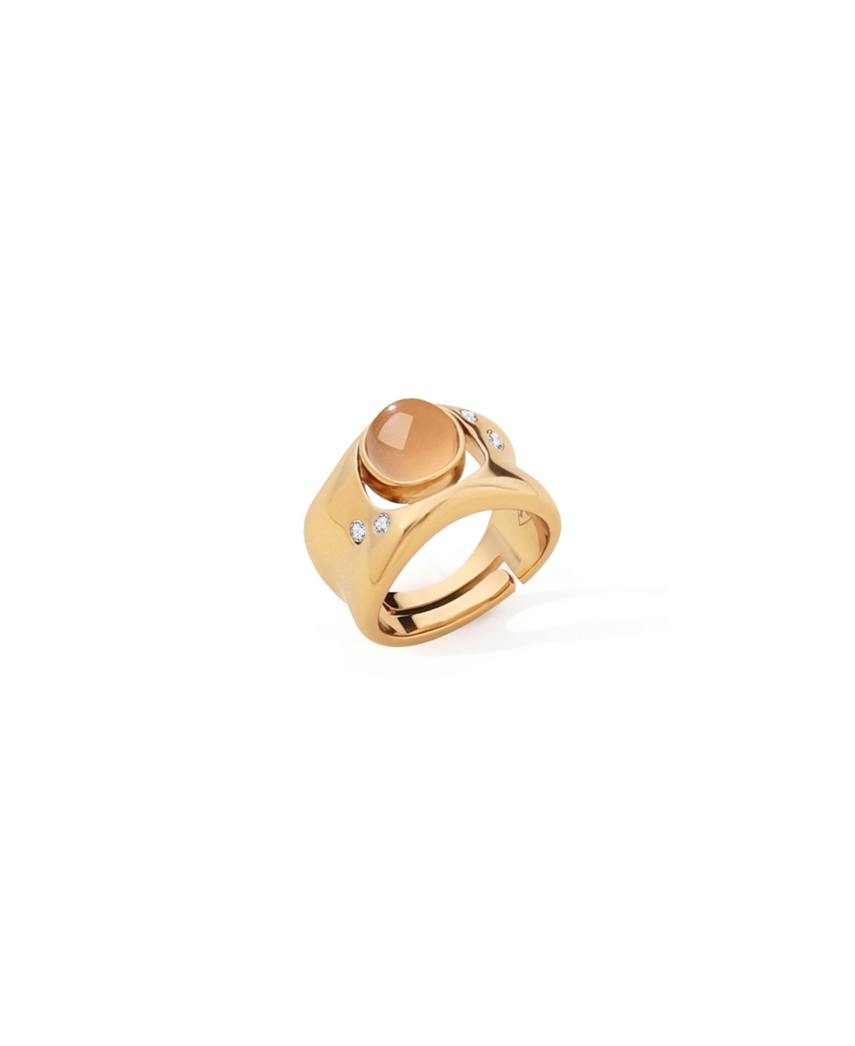 Click here for Retro Chic Dawn Light Wide Ring - Gold  orange prices