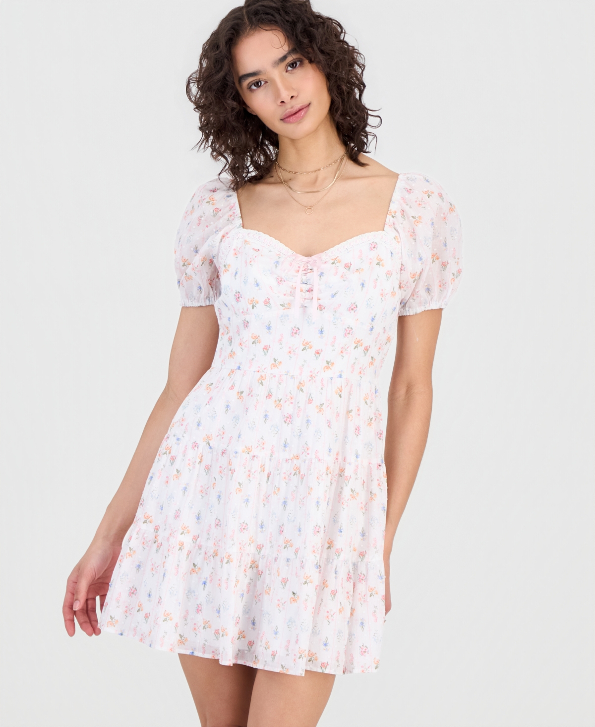 Click here for Kingston Grey Juniors Sweetheart-Neck Puff-Sleeve... prices