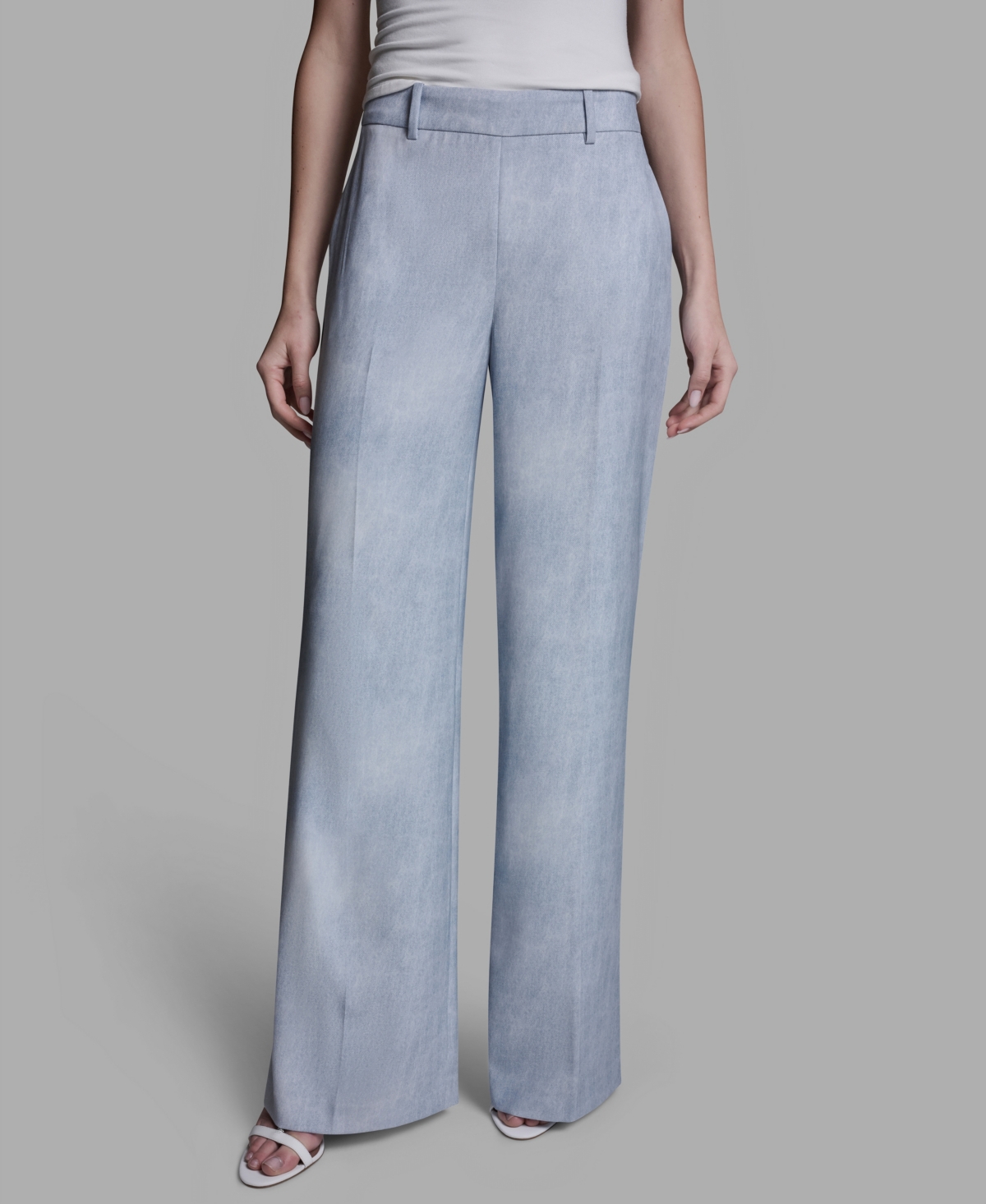 Click here for Bcbg Womens Printed Straight-Leg Pants - Pale Deni... prices