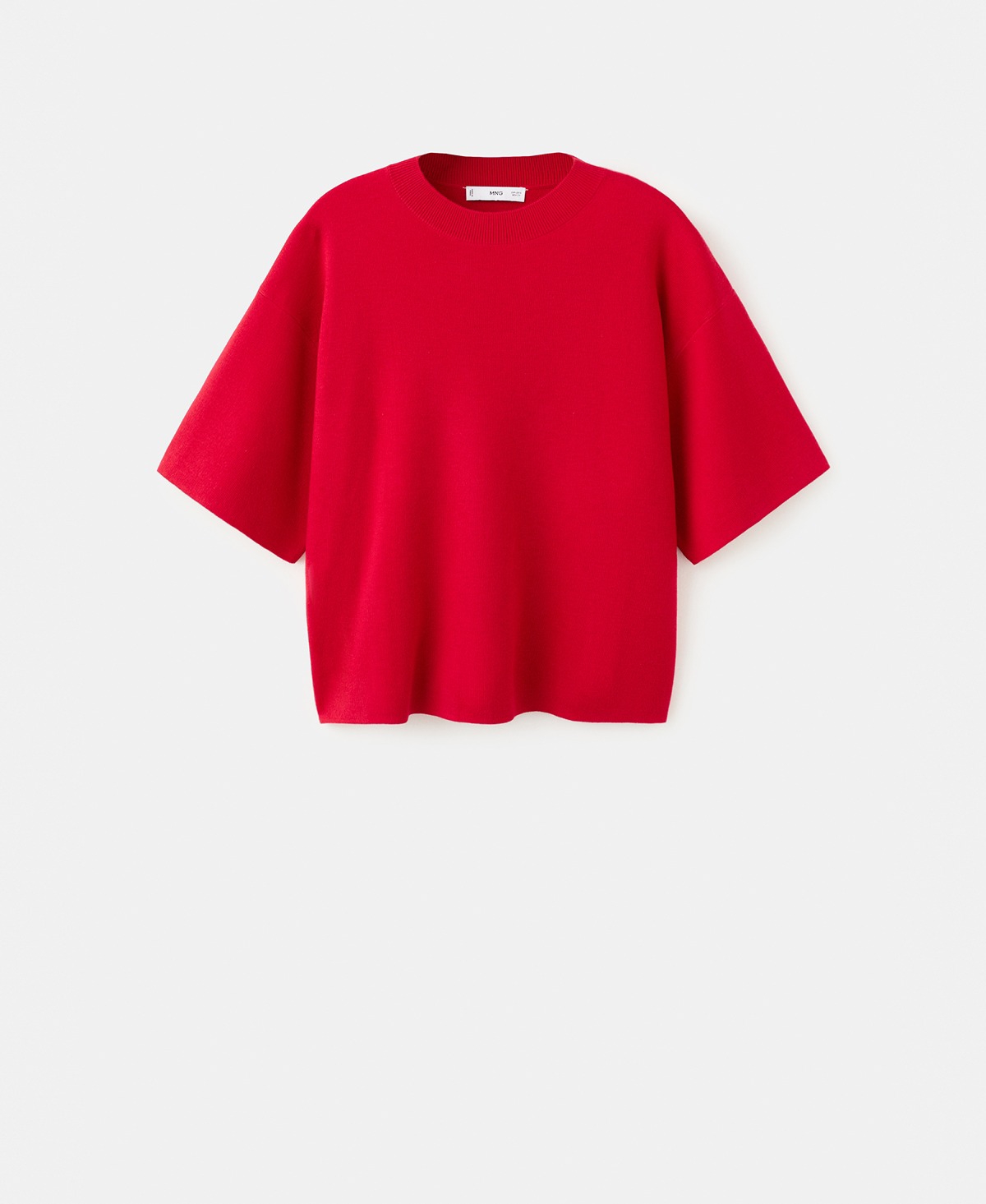 Click here for Mango Womens Oversize Short Sleeve Sweater - Red prices