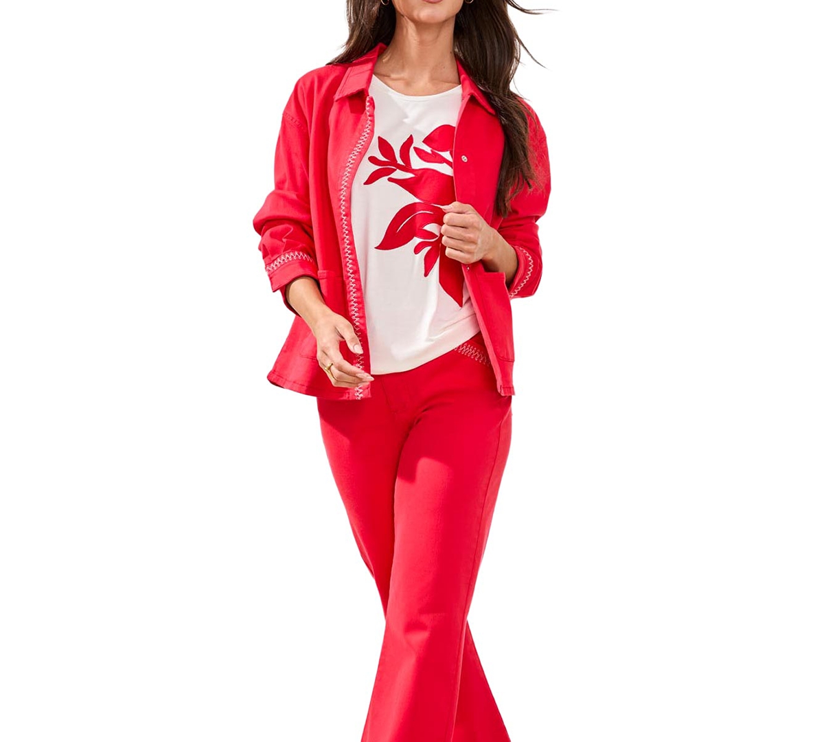 Click here for Tribal Womens Hidden Snap-Front Stretch Denim Jack... prices