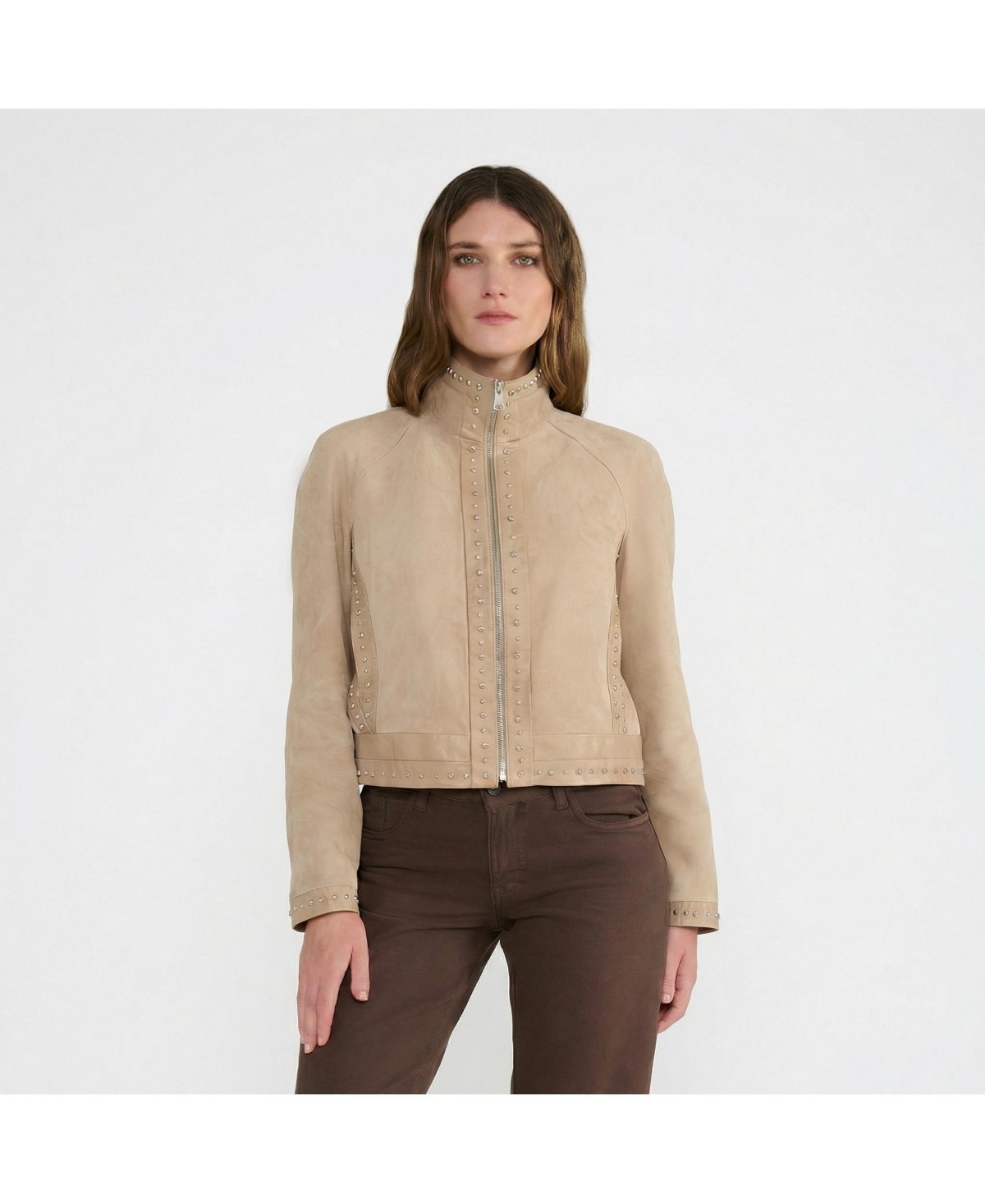 Click here for Furniq Uk Womens Suede Jacket - Beige/khaki prices