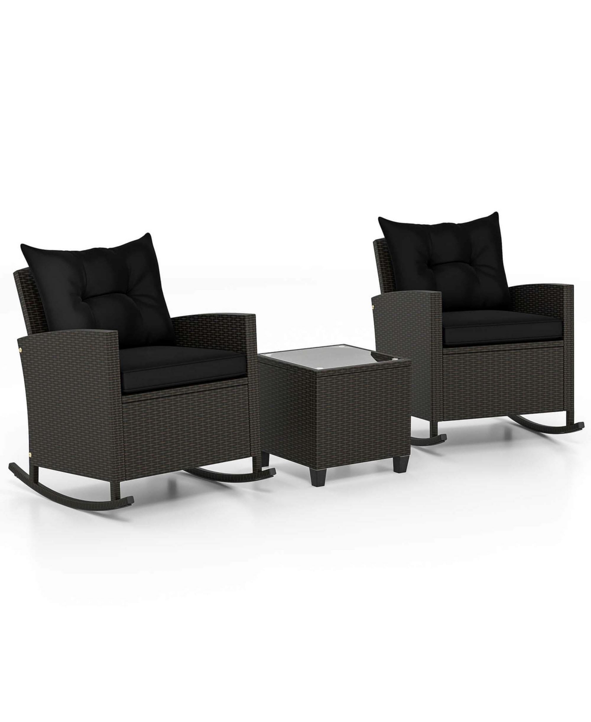 Click here for 3 Pcs Patio Wicker Rocking Set with Tempered Glass... prices